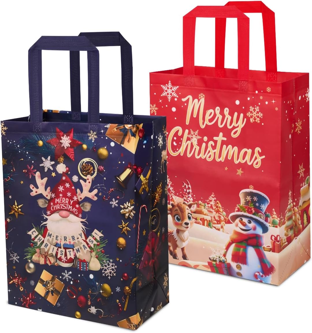2pcs Large Christmas Tote Bags Gift Bags, Reusable Non-woven Fabric Red ...