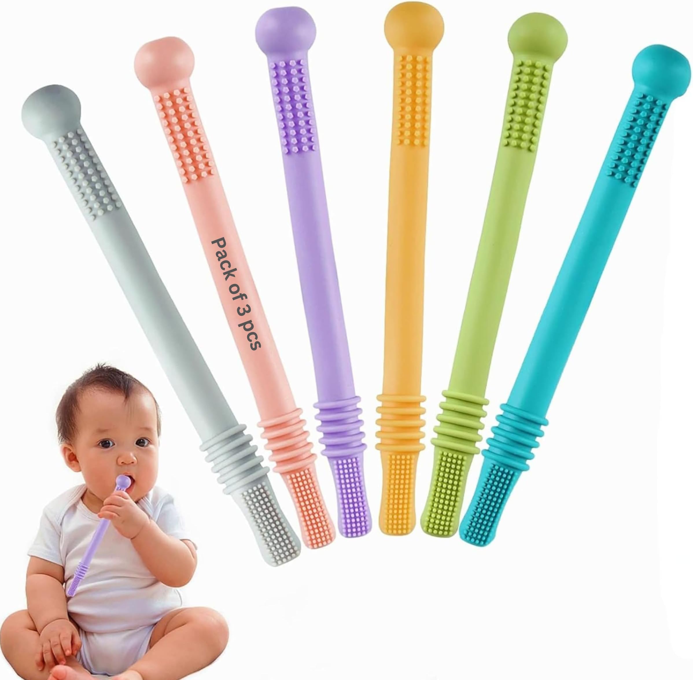 Buy Lefan Silicone Tube Teething Toys for Babies - 6-18 Months infants ...