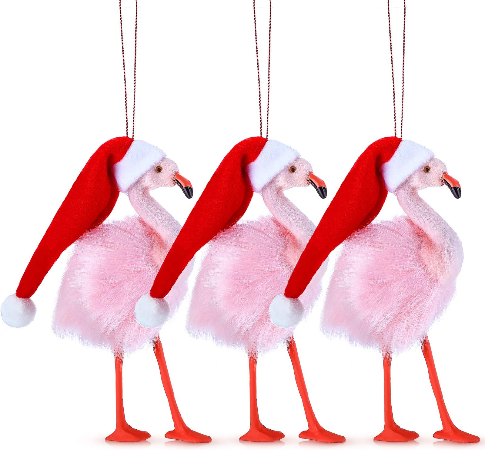 Amazon.com: Pink Flamingo in Santa Hat and Feathers Christmas Holiday ...