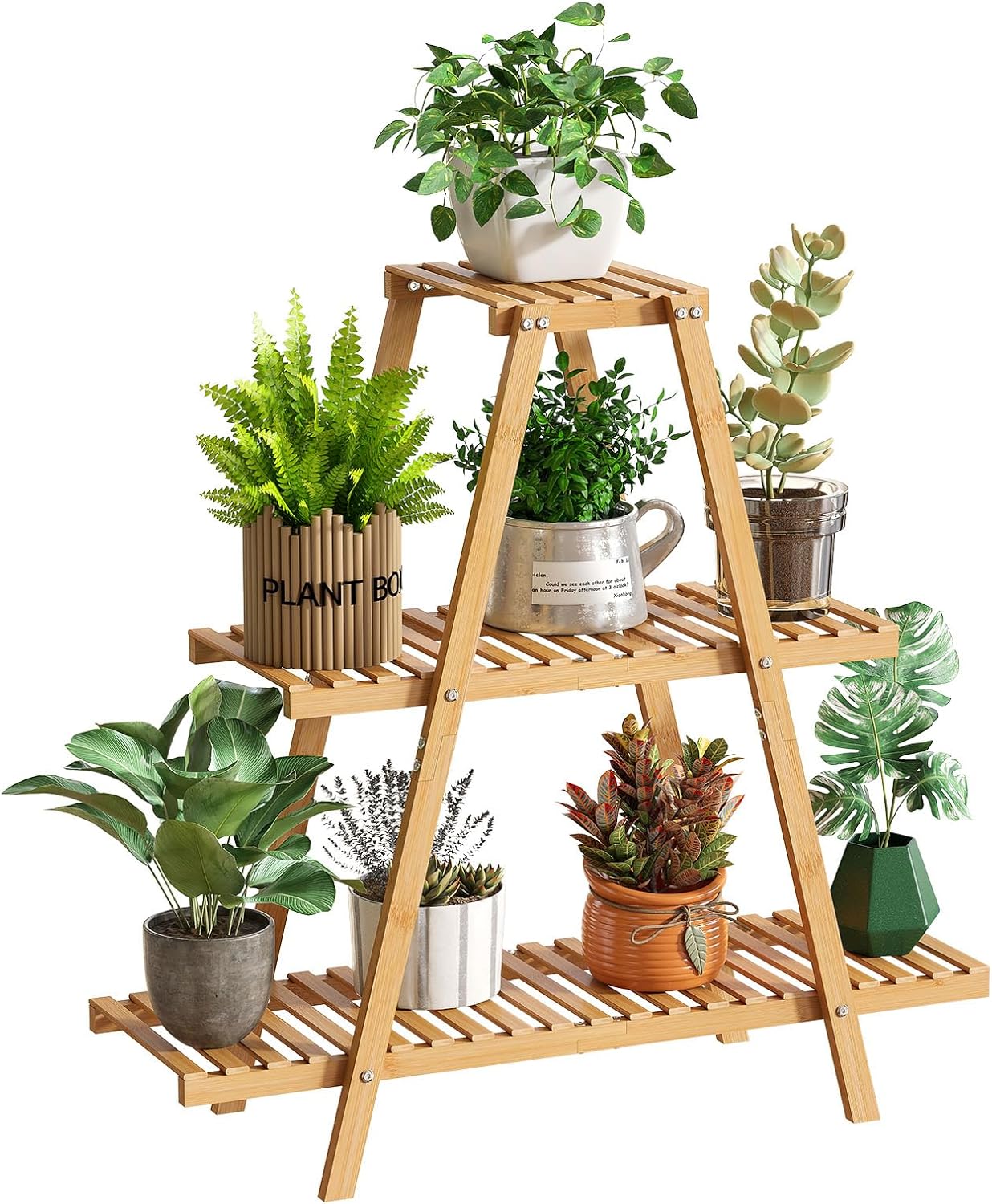 Amazon.com: Plant Stand Indoor Plant Shelf Outdoor bamboo Plant Rack, 3 ...