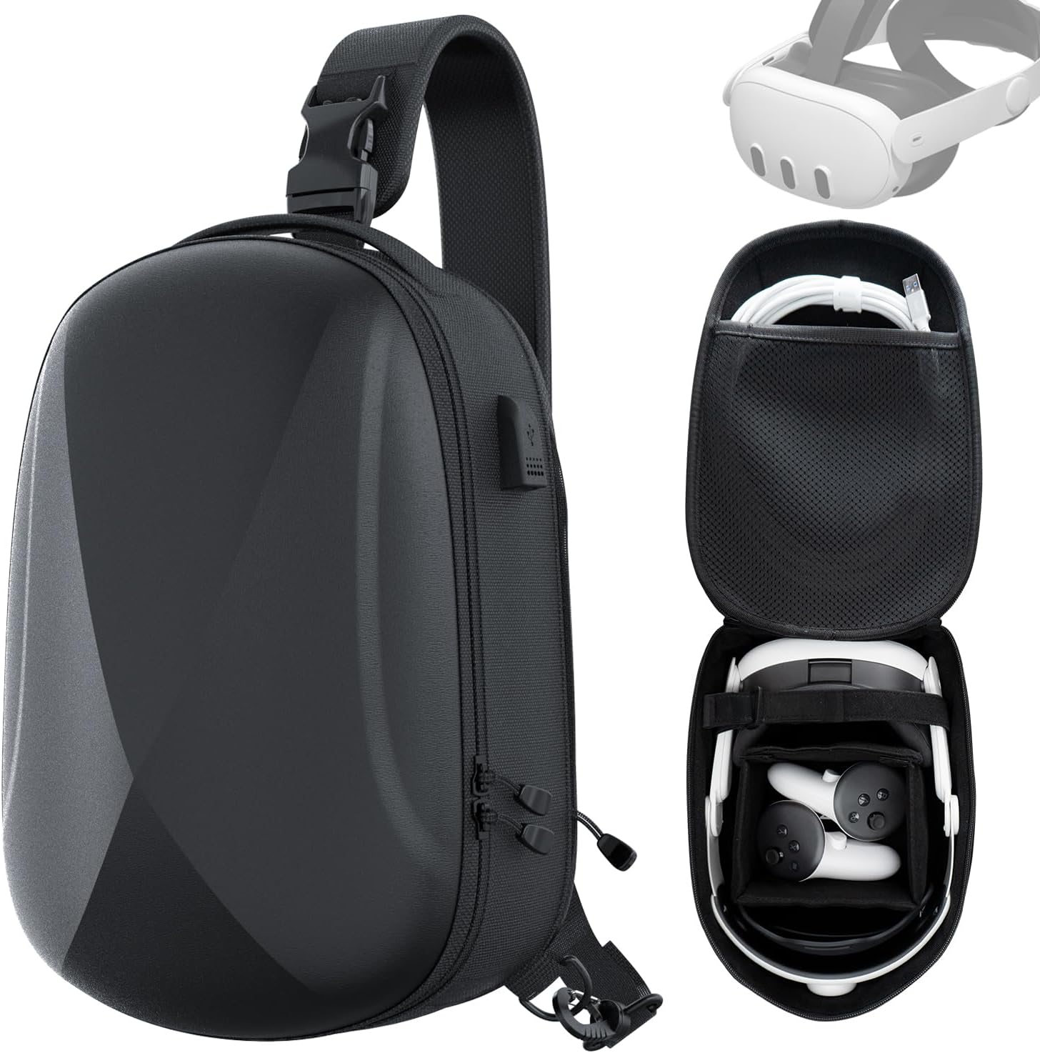Amazon.com: ZYBER Hard Carrying Case for Meta Quest 2, Black Backpack ...