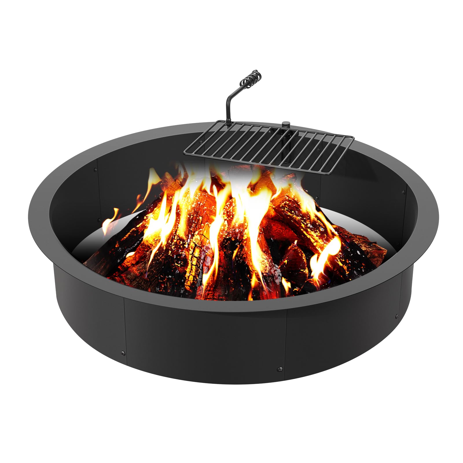 VEVOR Fire Pit Ring, Fire Pit Insert with Barbecue Fire Ring, 40-in ...