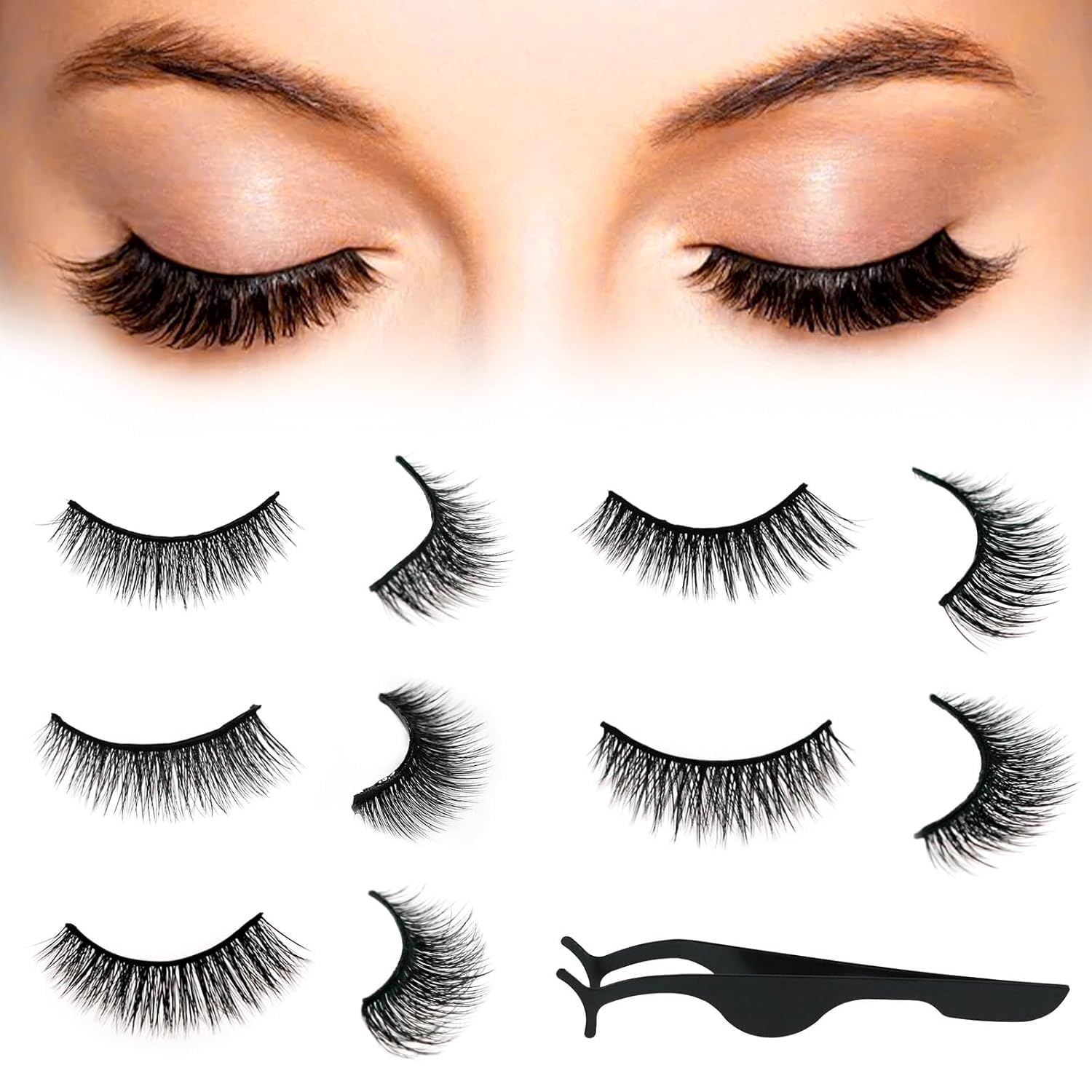 Amazon.com: 5 Pairs Self Adhesive Eyelashes Natural Look No Glue Needed ...