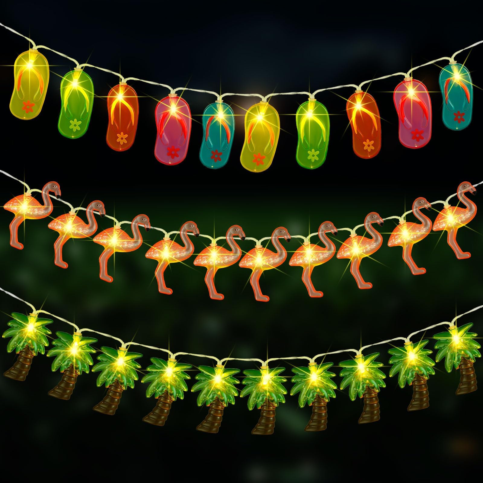 Amazon.com: Lights4fun, Inc. 10 Flamingo & Palm Tree Battery Operated ...