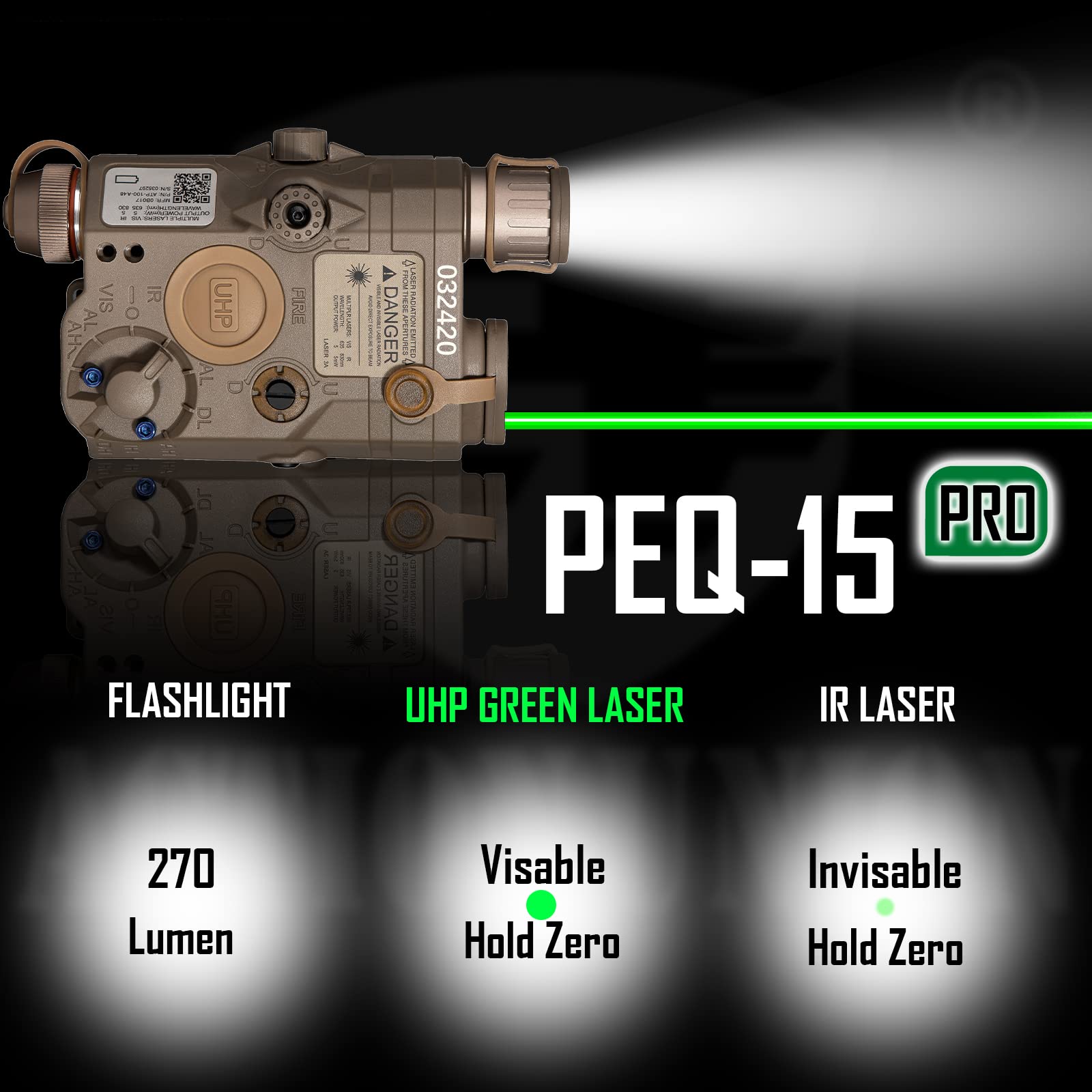 Snapklik.com : ACTIONUNION Airsoft PEQ-15 Pro IR Laser + UHP Visible ...