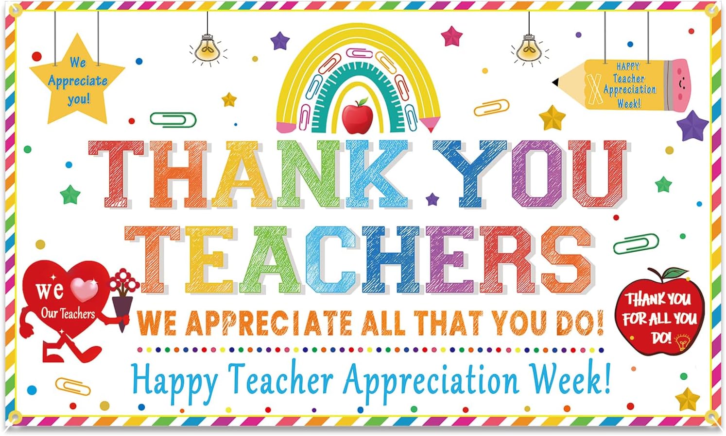 Amazon.com: BZBAIS Colorful Thank You Teachers Backdrop Banner 73 x 43 ...