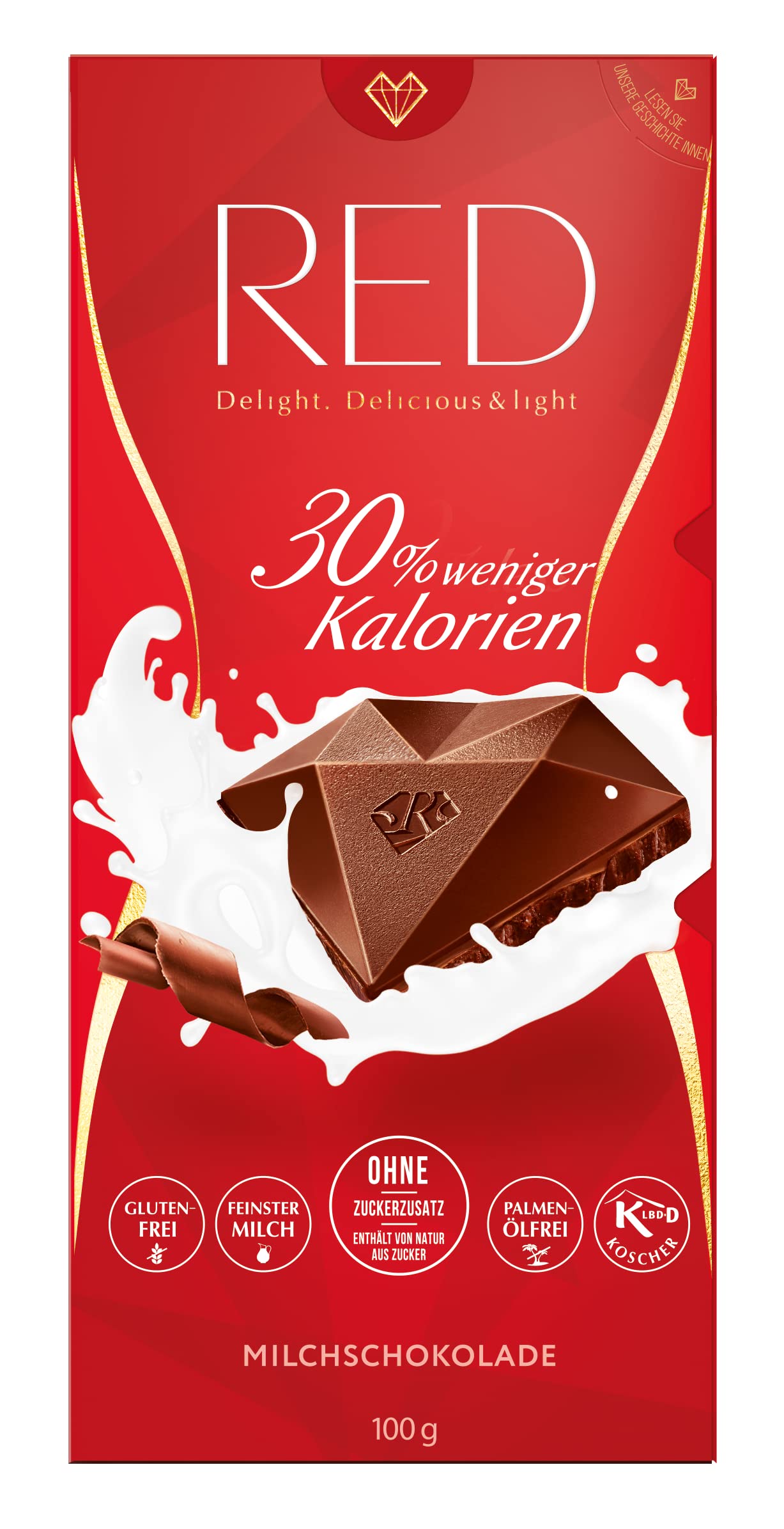 Buy RED Chocolate - European Milk Chocolate Bar With No Added Sugar, 30 ...