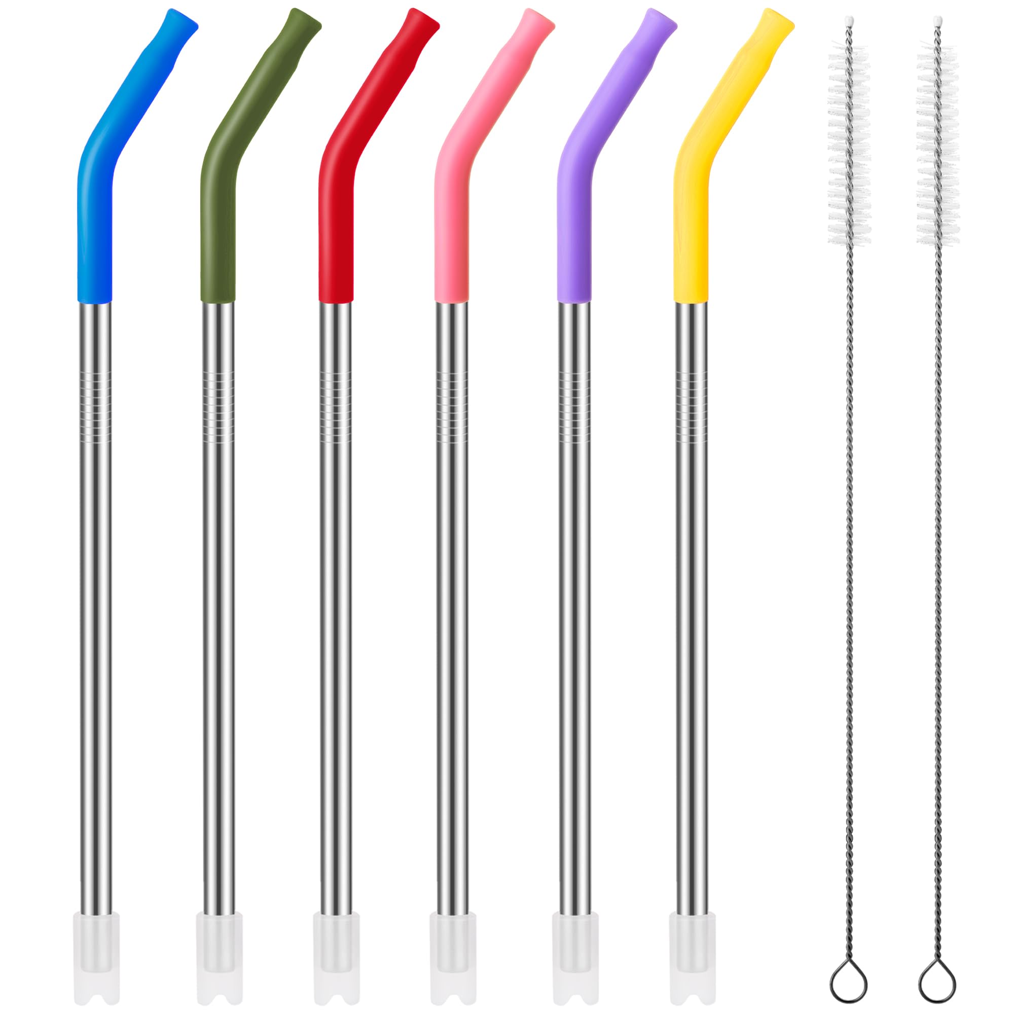 Amazon.com: Soledea 30 oz Straight Metal Straws with Silicone Tip for ...
