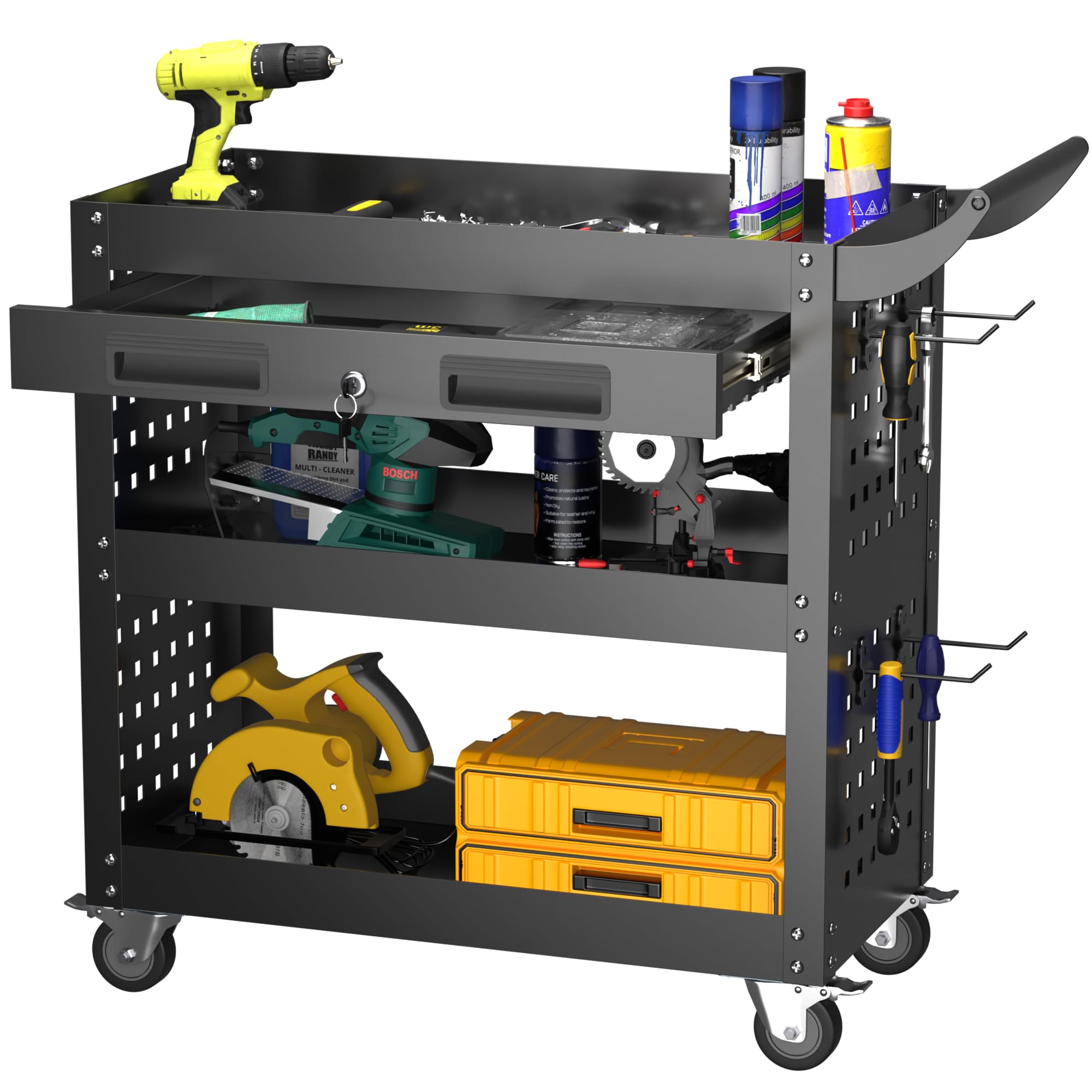 Snapklik.com : NICOMOW 3 Tier 330 LBS Rolling Tool Cart On Wheels ...