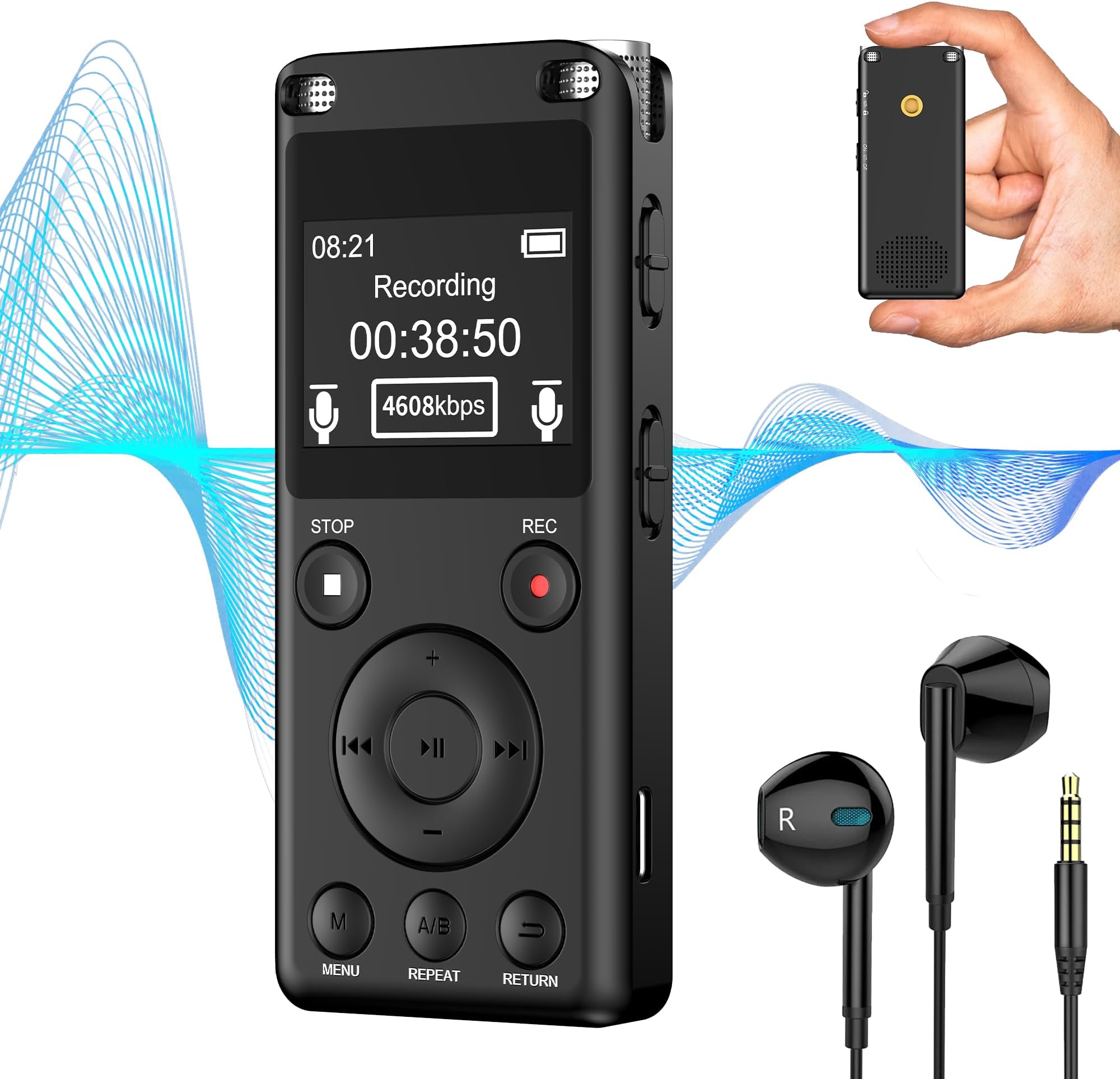 Amazon.com: 128GB Digital Voice Activated Recorder - 3072Kpbs HD Dual ...