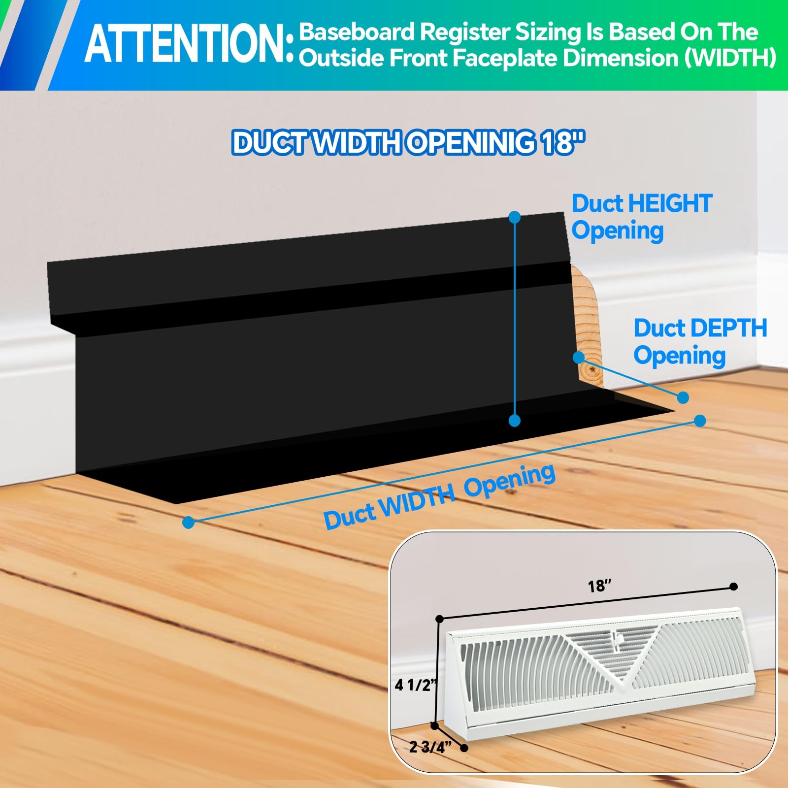 Snapklik.com : Flowild 10 Pack 18 Inch Baseboard Register