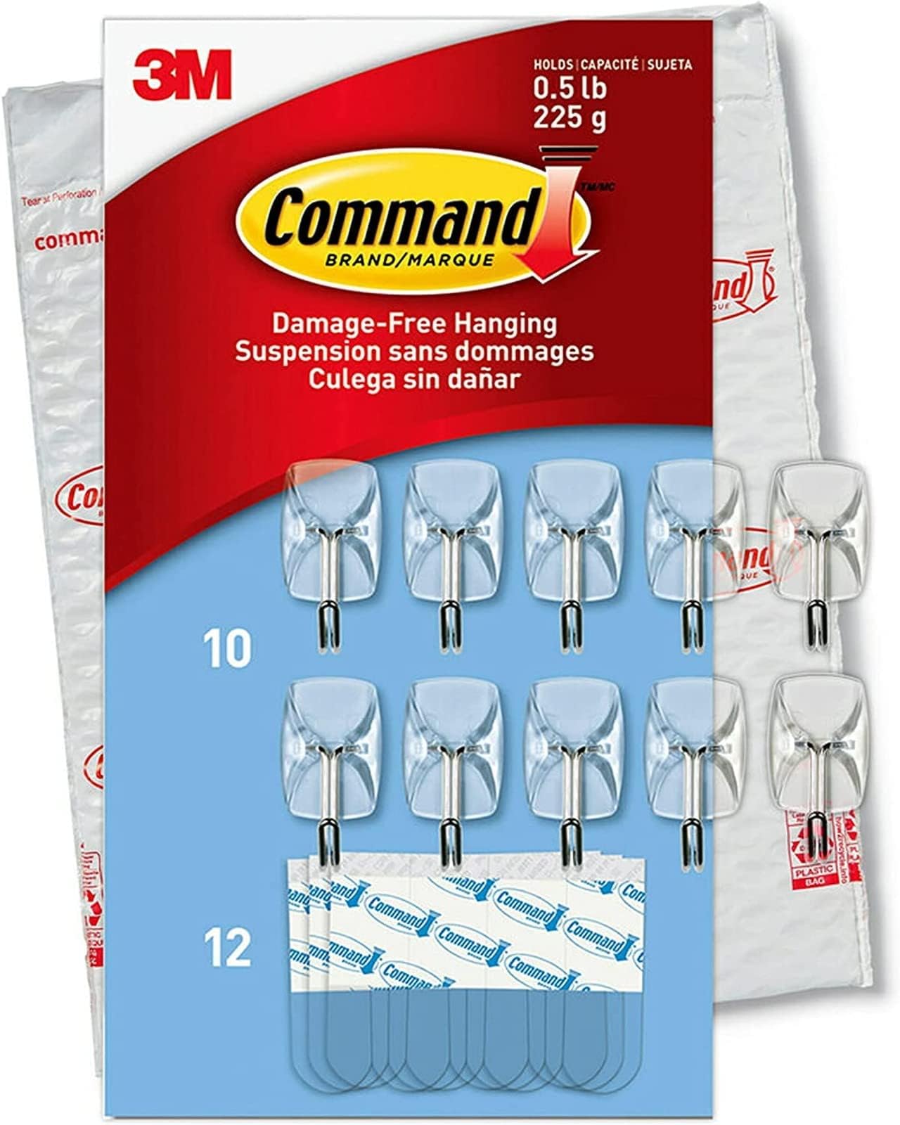 Command Small Utility Hook, Pack of 6 Hooks and 12 Adhesive Strips ...