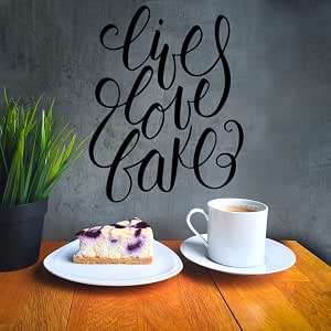 Amazon.com: "Live Love Bake" Wall Decal Sticker Sign Cooking Quote ...