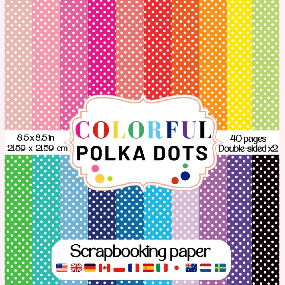 Colorful Polka Dot Scrapbook Paper: Collection of decorative blue, pink ...