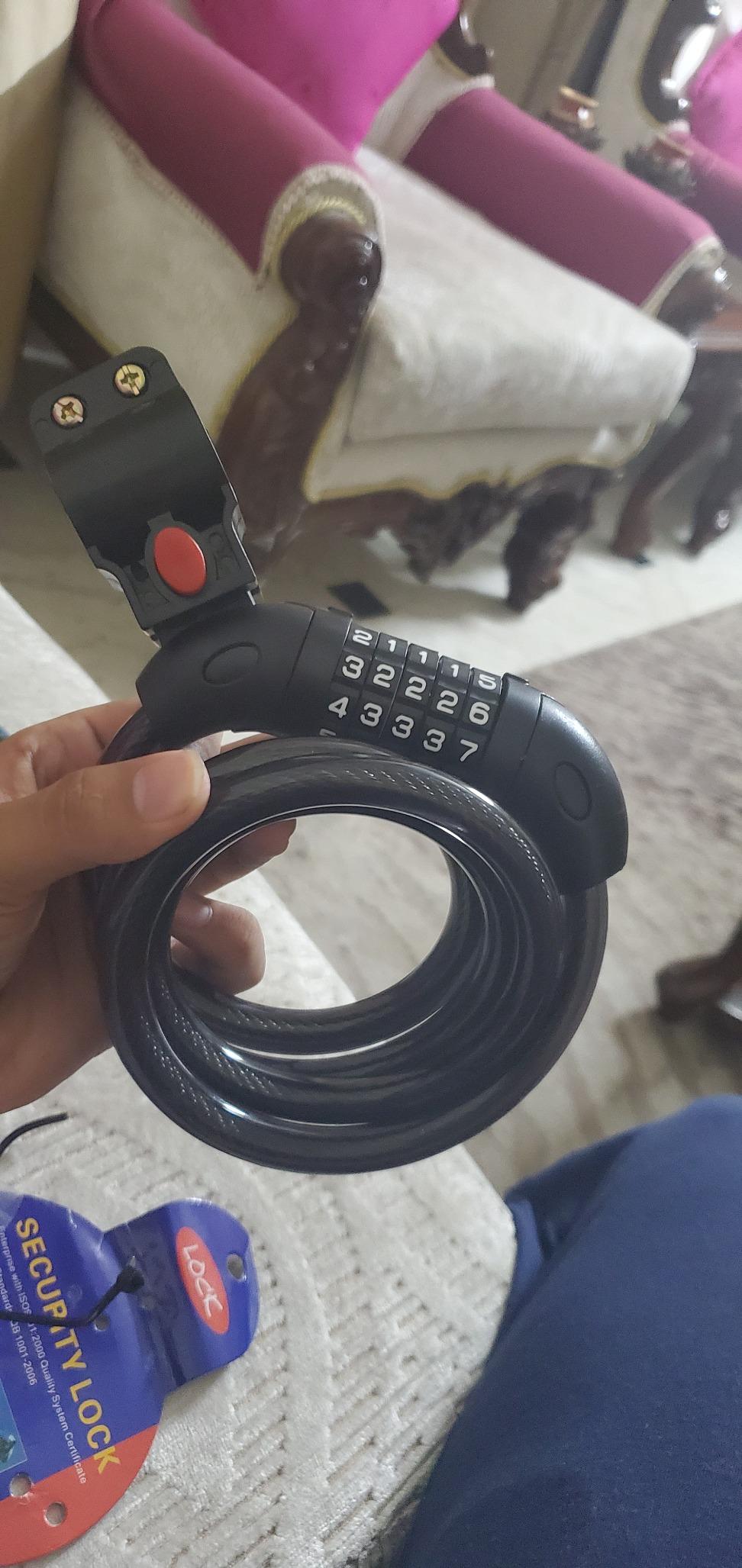 Bulfyss Cycle Cable Lock, Helmet Lock, Self Coiling 5 Digit Resettable Number Combination Cable ...