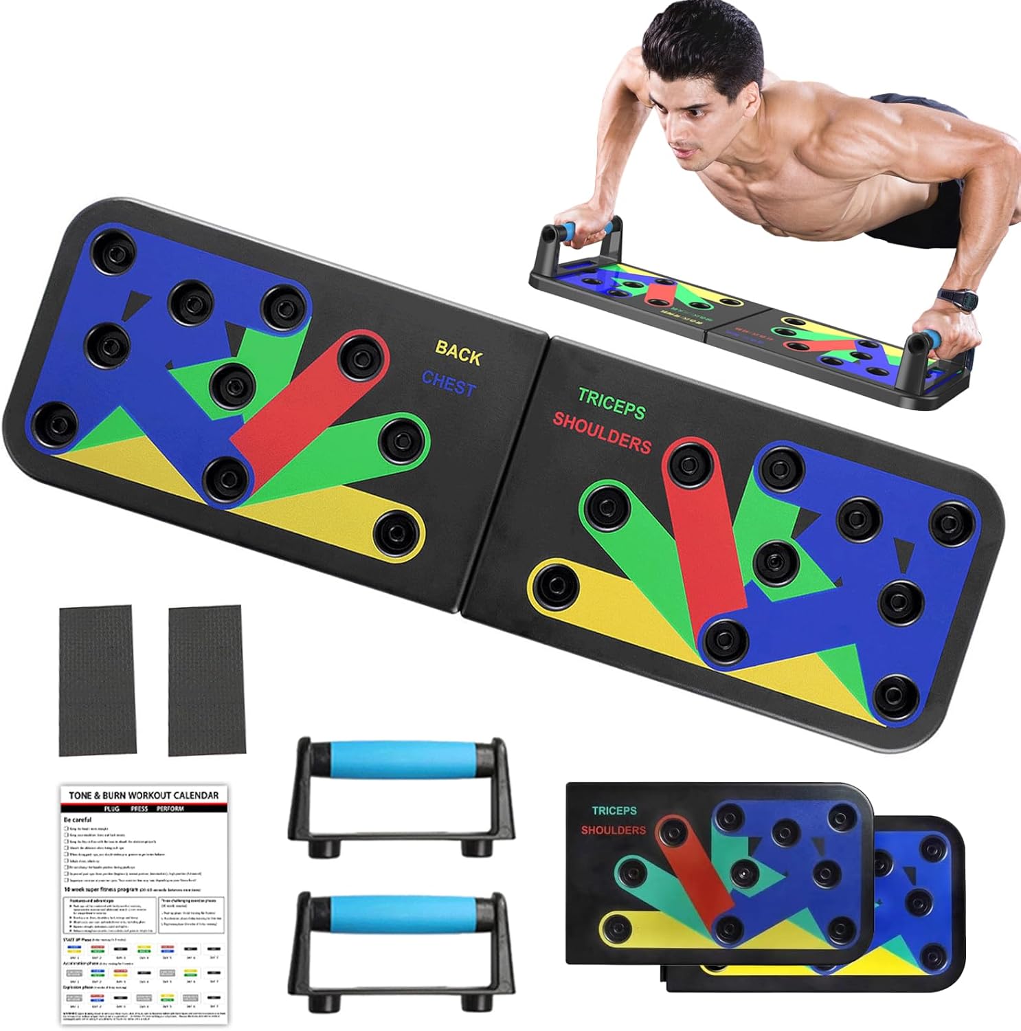 Amazon.com: NOAOVO Push Up Board 9 in 1 Home Workout Equipment Multi ...