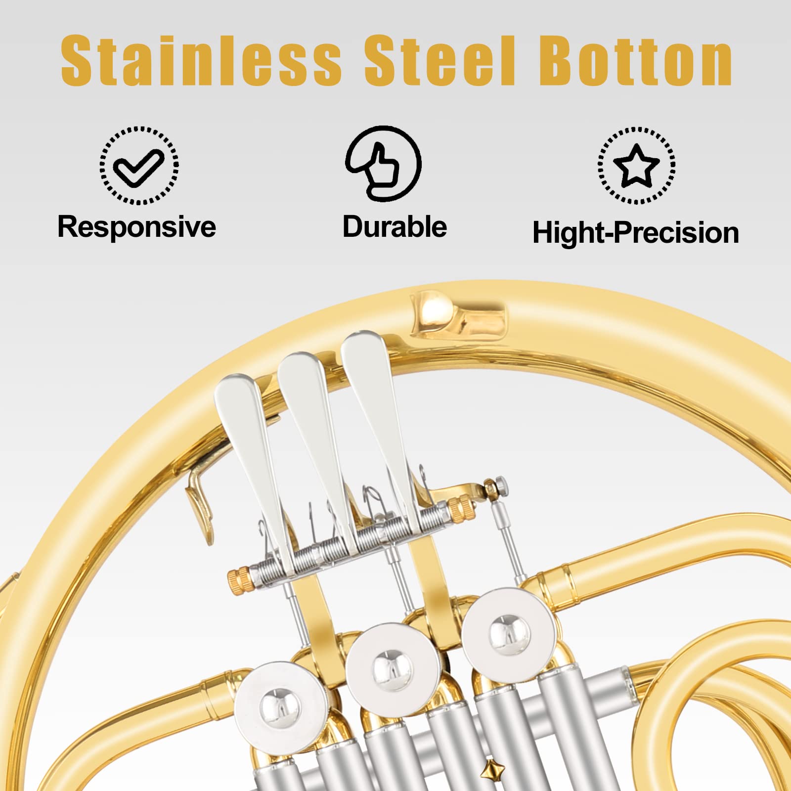 ROWELL Single French Horn,3 Keys Gold Lacquer F French Horn,Big Horn ...