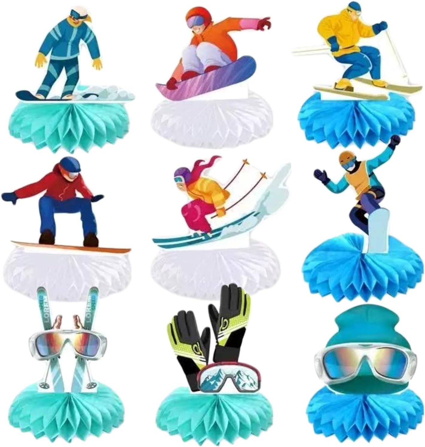 Amazon.com: Skiing Honeycomb Centerpieces，9pcs Skiing Birthday ...