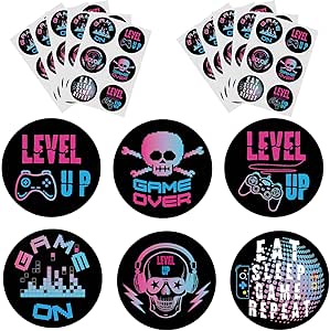 Amazon.com: Video Game Birthday Party Favor Stickers, 50 PCS Gamer ...