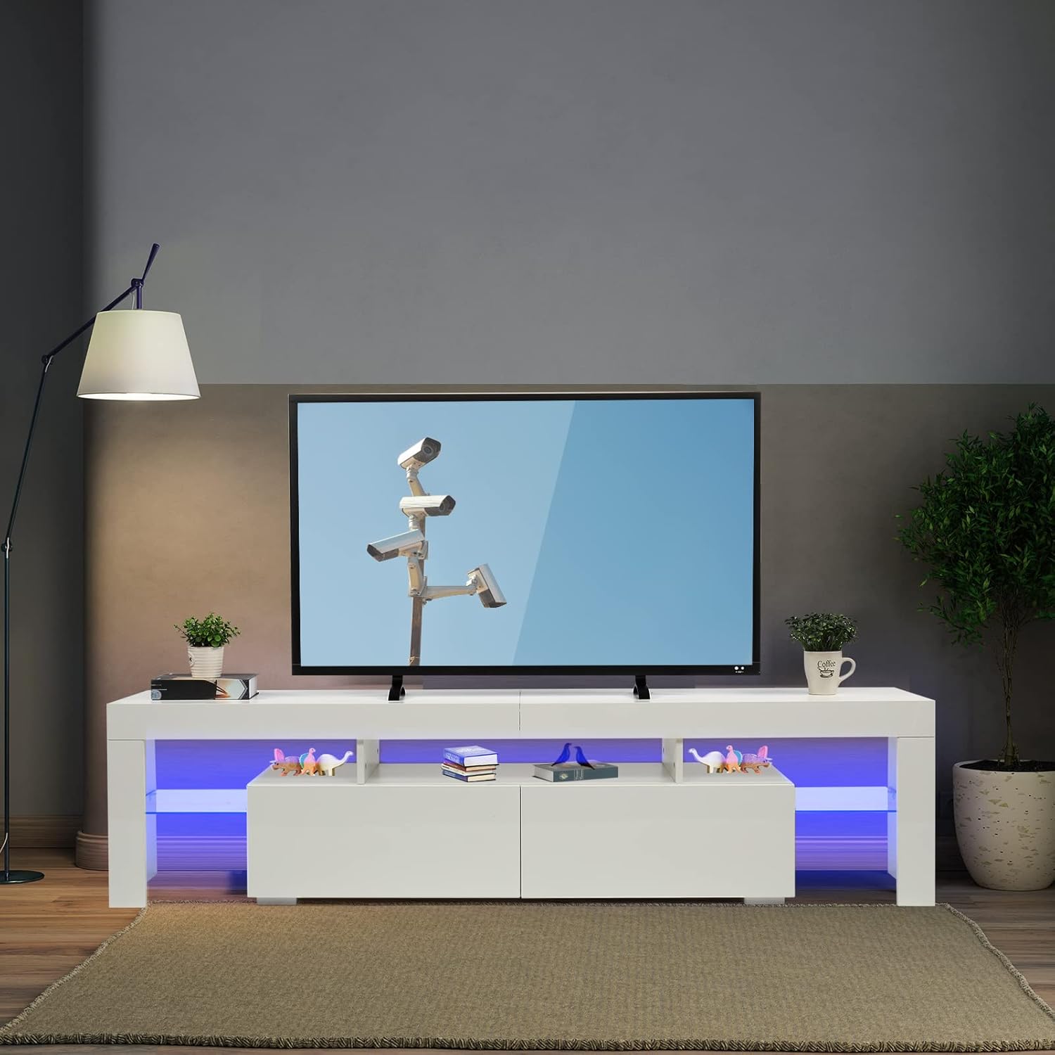 Amazon.com: VINGLI LED TV Stand, 71'' Modern Entertainment Center with ...