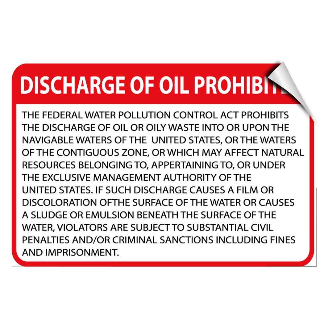 Discharge of Oil Prohibited ! Hazard Waste Label Decal Sticker Sticks ...