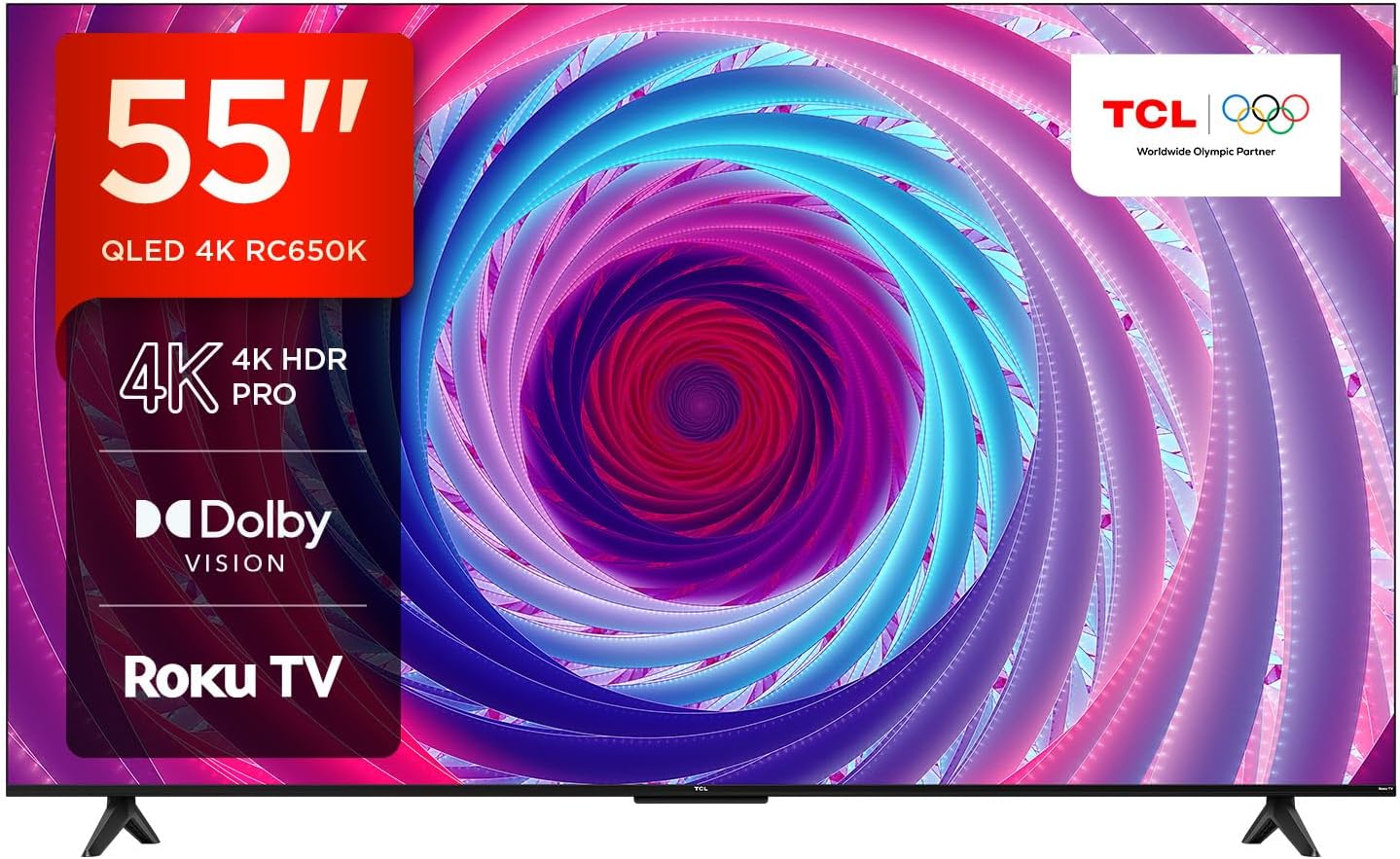 TCL 55RC650K 55-inch QLED Pro Television, 4K Ultra HD, Roku TV (Smart ...