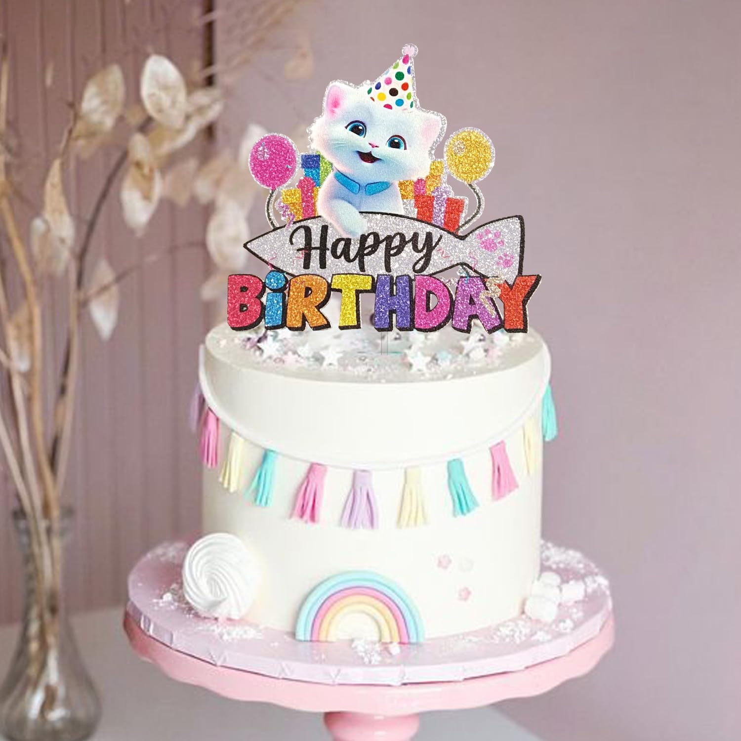 Pastel De Cumpleaños Con Temática De Gato Torta Gato Con Bar Bijo