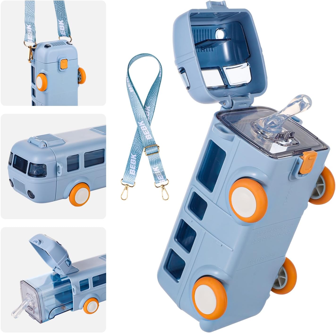 Amazon.com: Plastic Bus Water Bottle, 16oz Cute Portable Car Water Cup ...