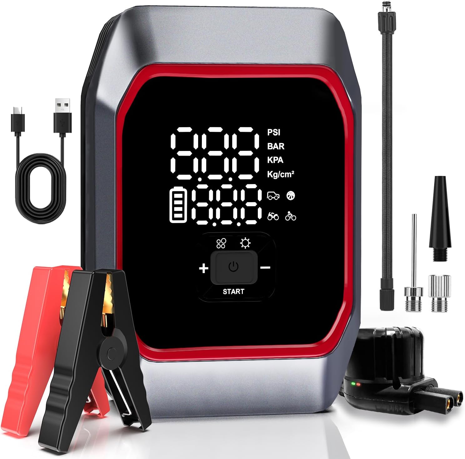 TREKURE 6000A Jump Starter with Air Compressor 160PSI, 45W Charging Car ...