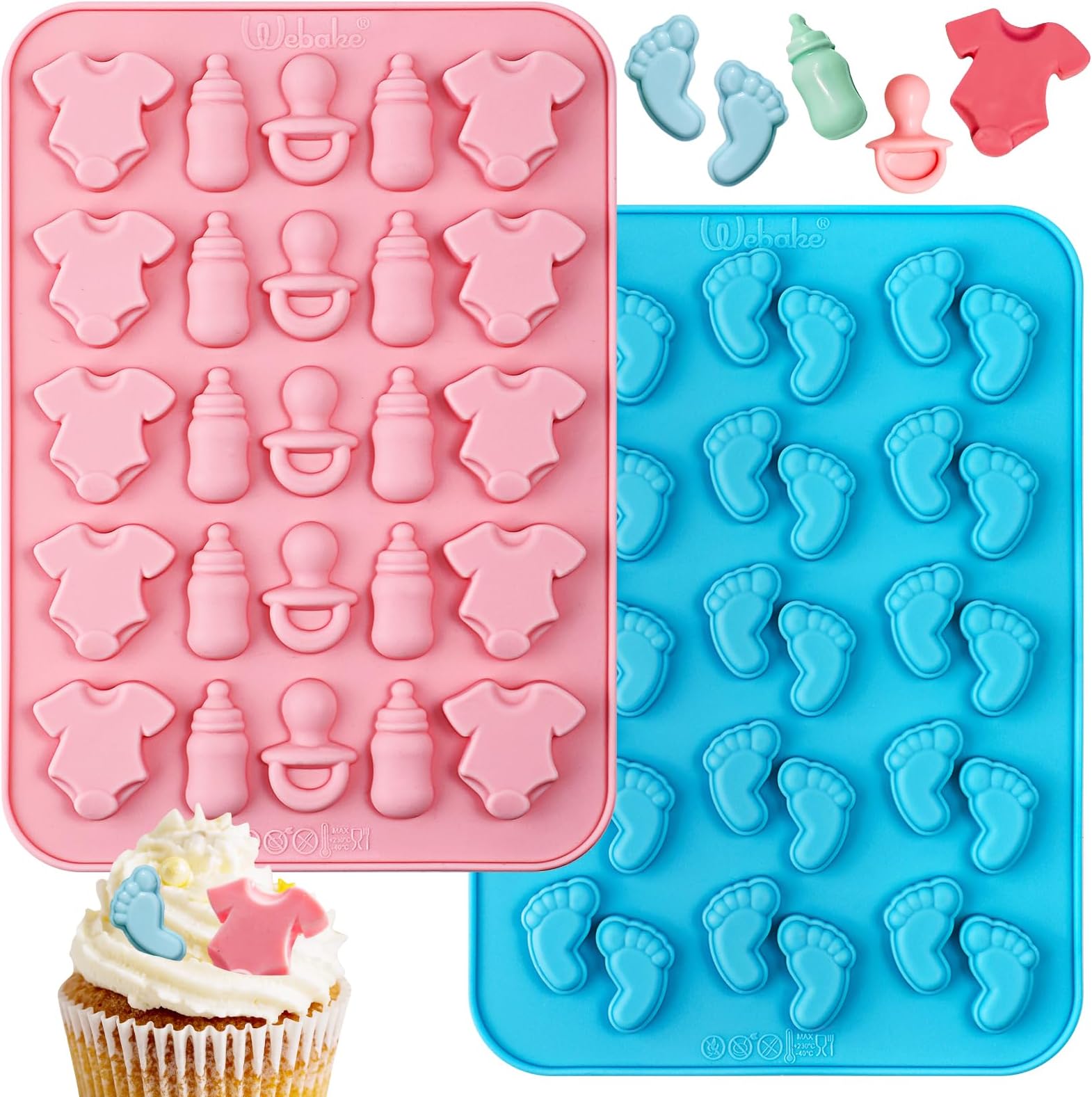 Amazon.com: Webake Baby Feet Mold Baby Onesie Baby Bottle Pacifier ...