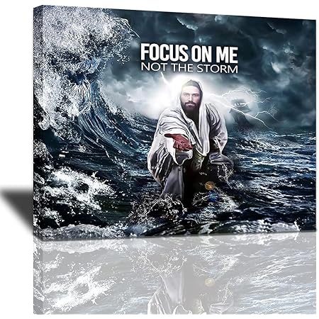 Amazon.com: Christian Inspirational Decor Wall Art Jesus and Cross on ...