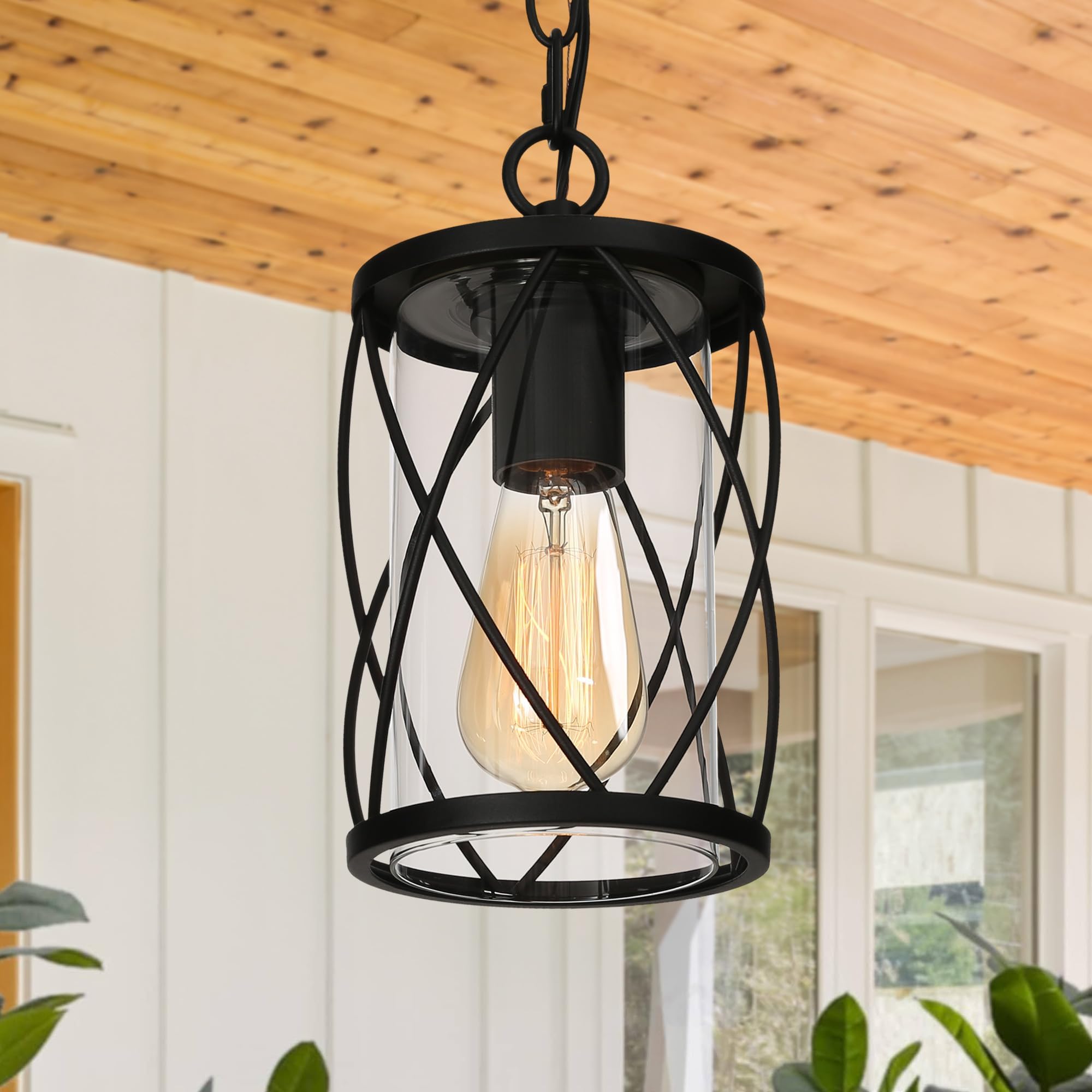 Outdoor Pendant Light for Porch, Black Outdoor Pendant Lights Farmhouse ...