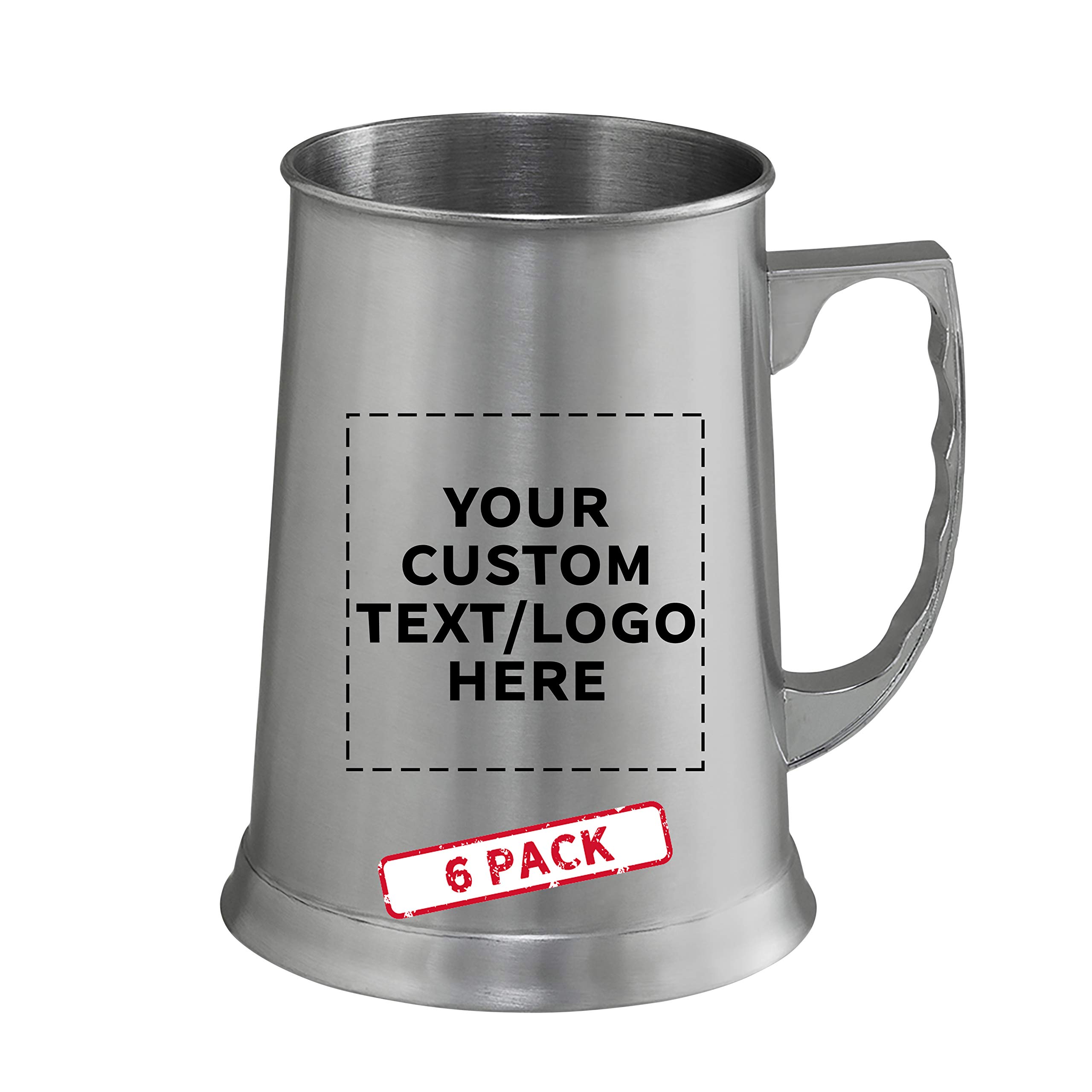 Amazon.com | Custom Stainless Steel Beer Stein Mug 13.5 oz. Set of 6 ...