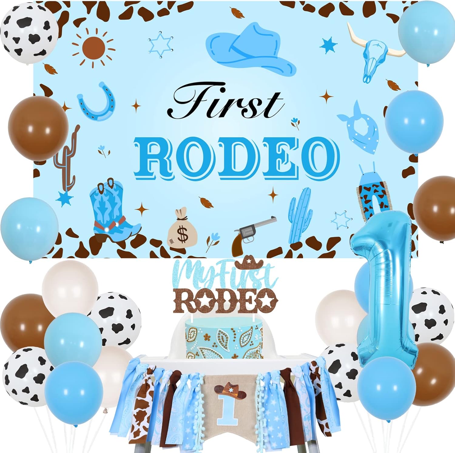 Amazon.com: Balterever First Rodeo Birthday Party Decoration for Boys ...