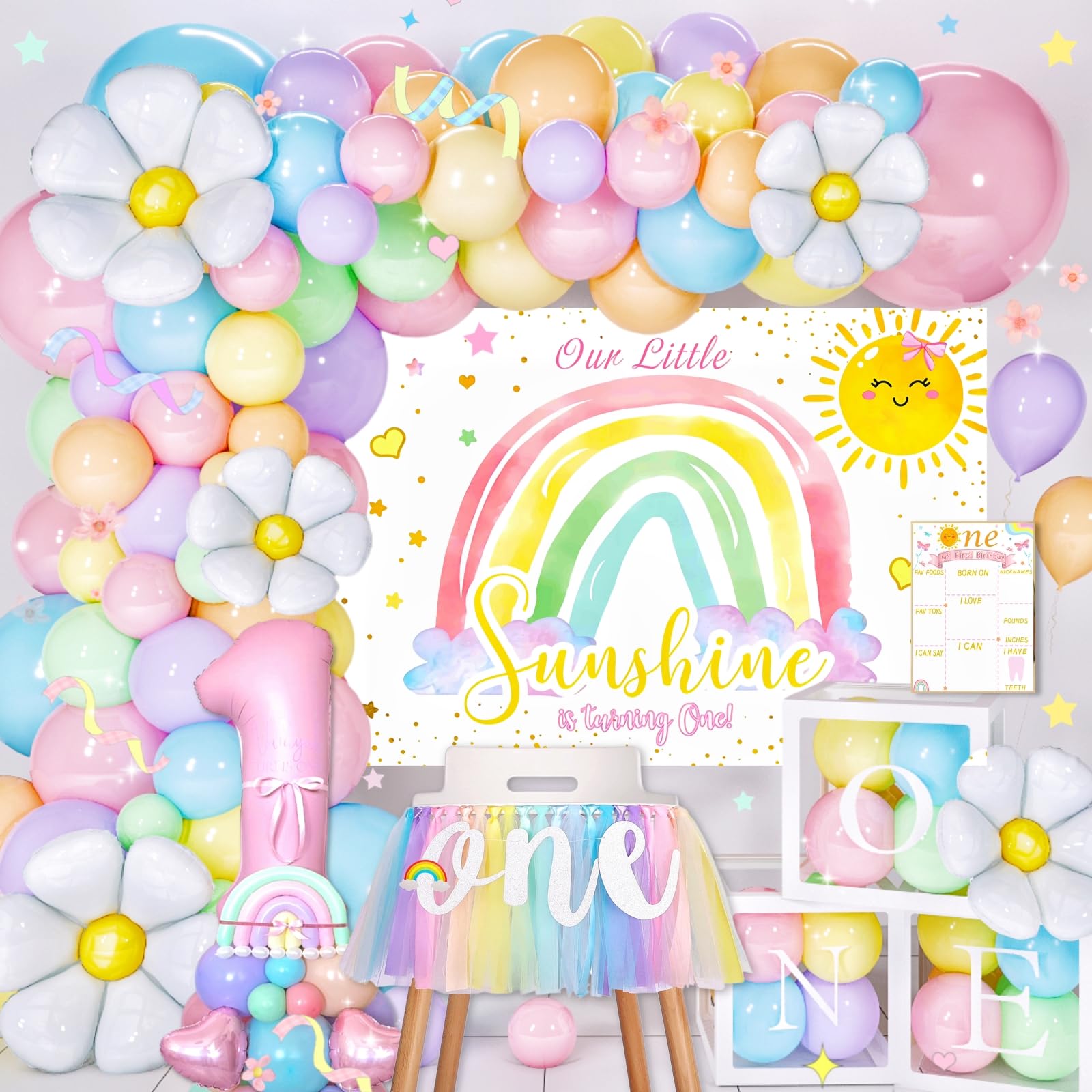 Amazon.com: Daidle 1st Birthday Decorations Girl, 146pcs First Birthday ...