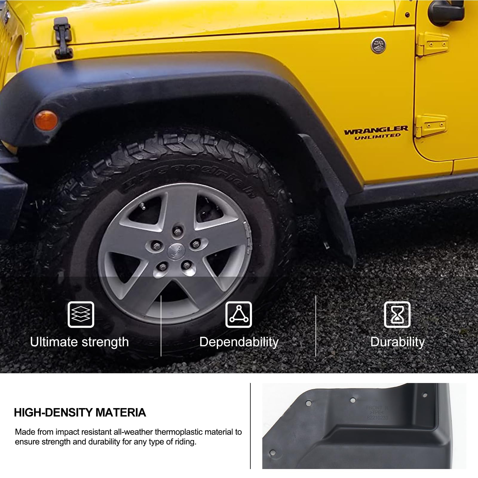 Kiwi Master Mud Flaps Compatible with 2007-2018 Jeep Wrangler JK ...