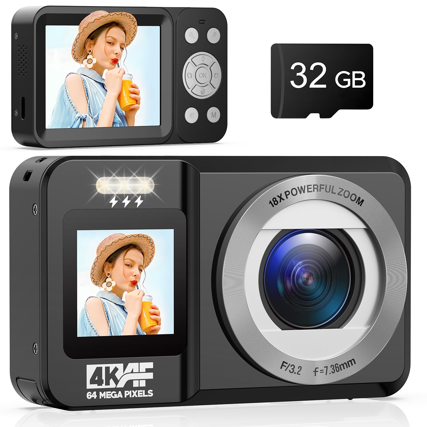 Amazon.com : Digital Camera, 4K 64MP Dual Screens Camera, Point and ...