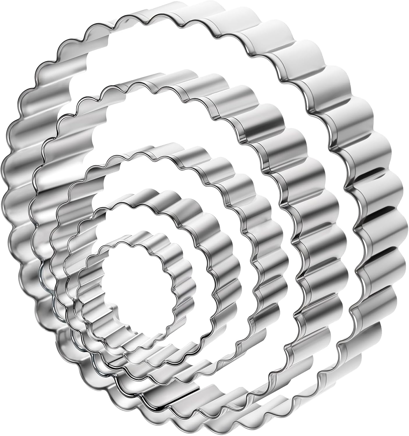 Amazon.com: 5 PCS Cookie Cutter, Fluted Stainless Steel Pastry Cutter ...