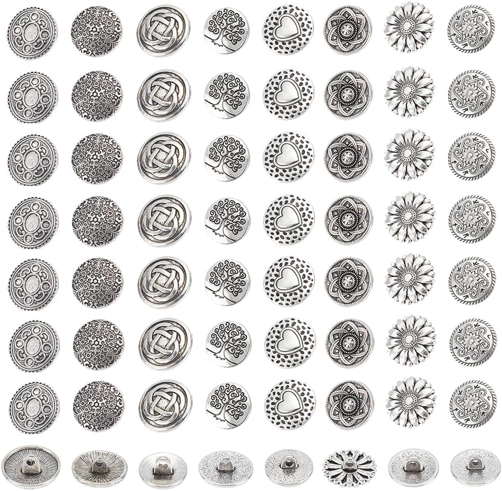 Amazon.com: PH PandaHall 80pcs 8 Style Metal Shank Buttons 15 18mm ...