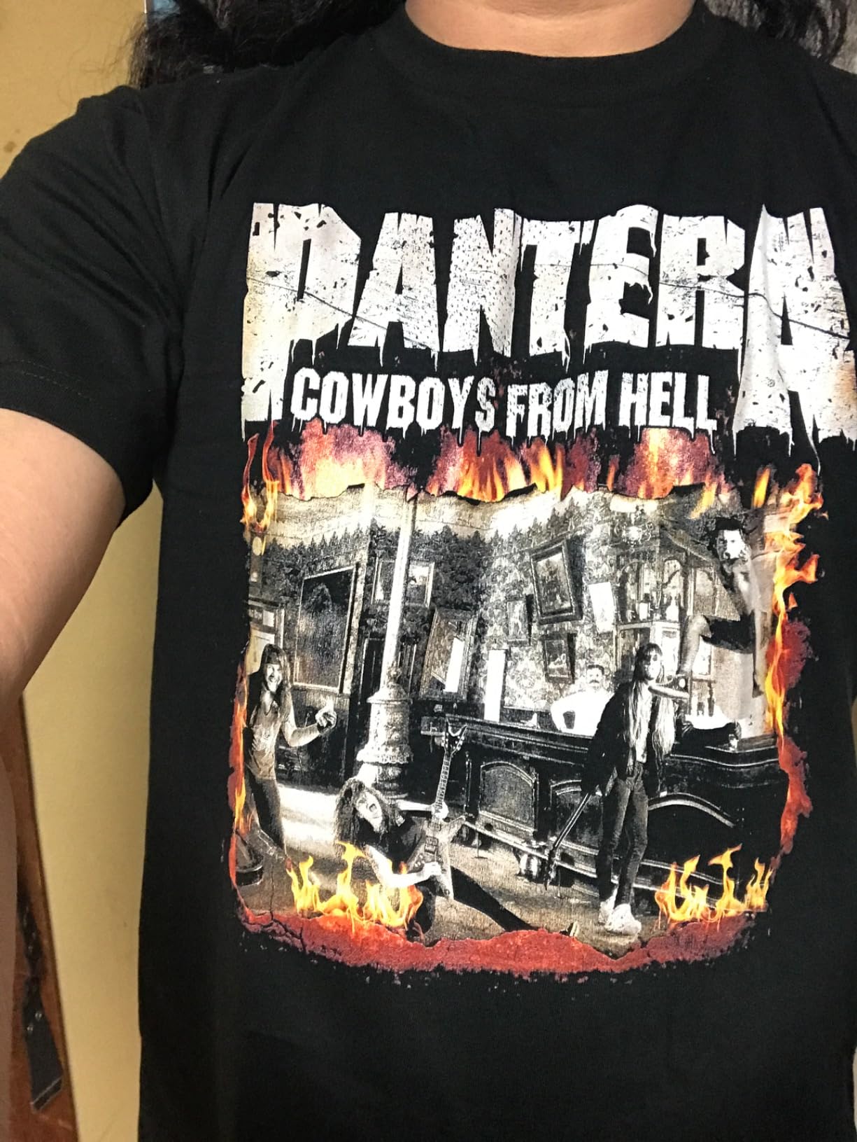 Amazon | Pantera オフィシャル・カウボーイズ フロム・ヘル・カバー・ファイア Tシャツ | Tシャツ・カットソー 通販