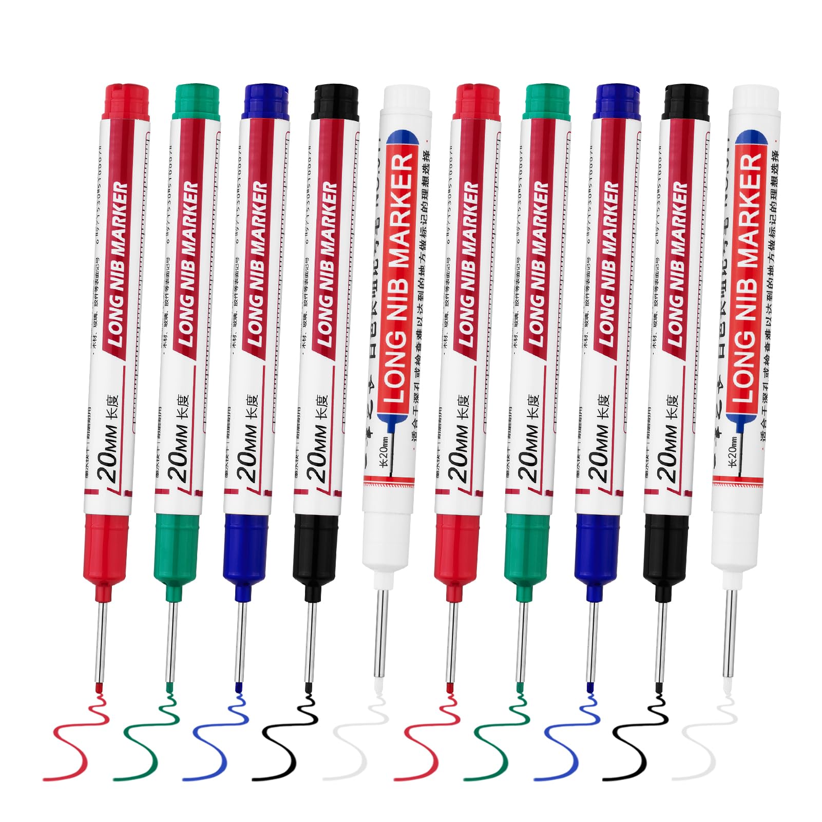 LYXMYGS 10 PCS Long Head Deep Hole Marker Pens,20mm Long Nib Marker ...