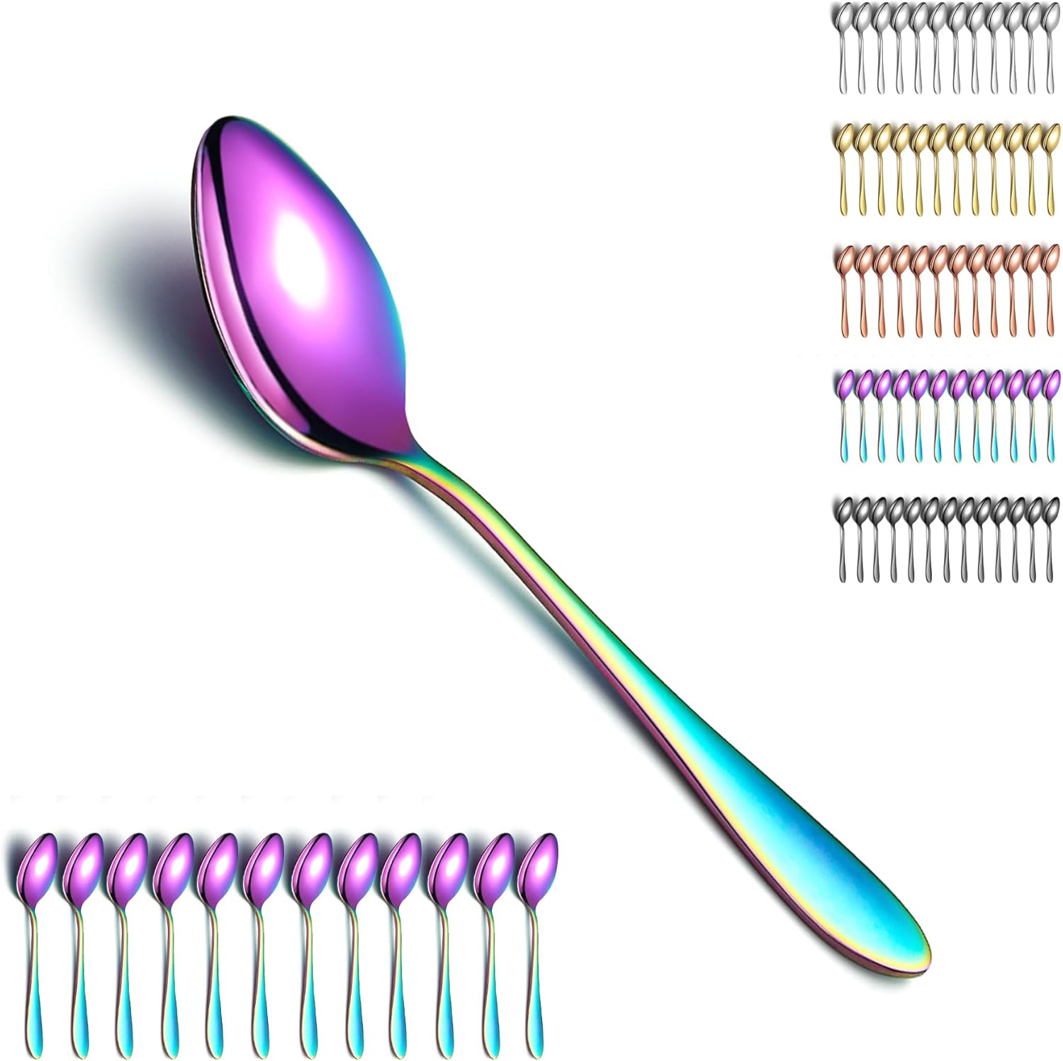 Berglander Rainbow Soup Spoons, Pack of 12, Titanium Colourful Coating ...