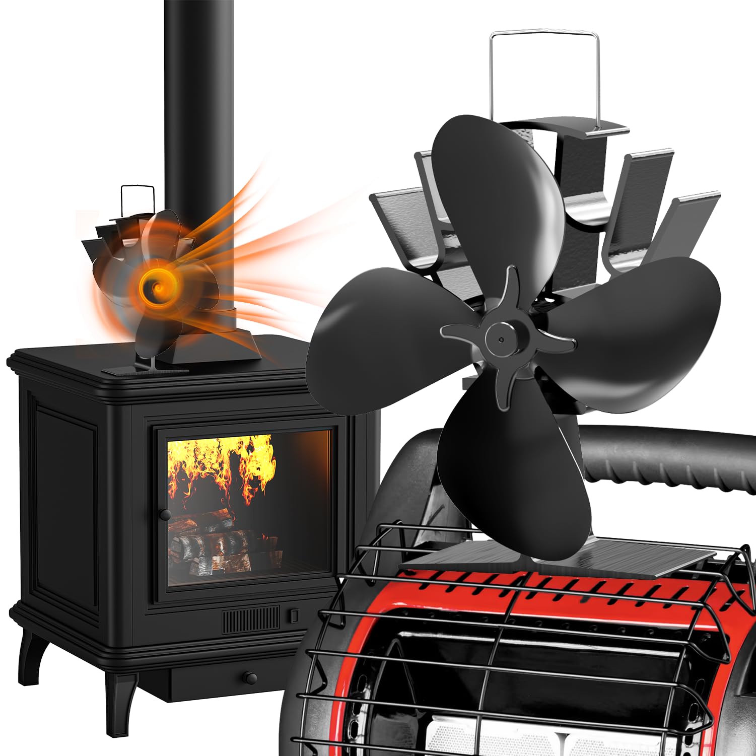 Buy Heat Powered Wood Stove Fan,4-Blade Fireplace Fan for Wood Burning ...