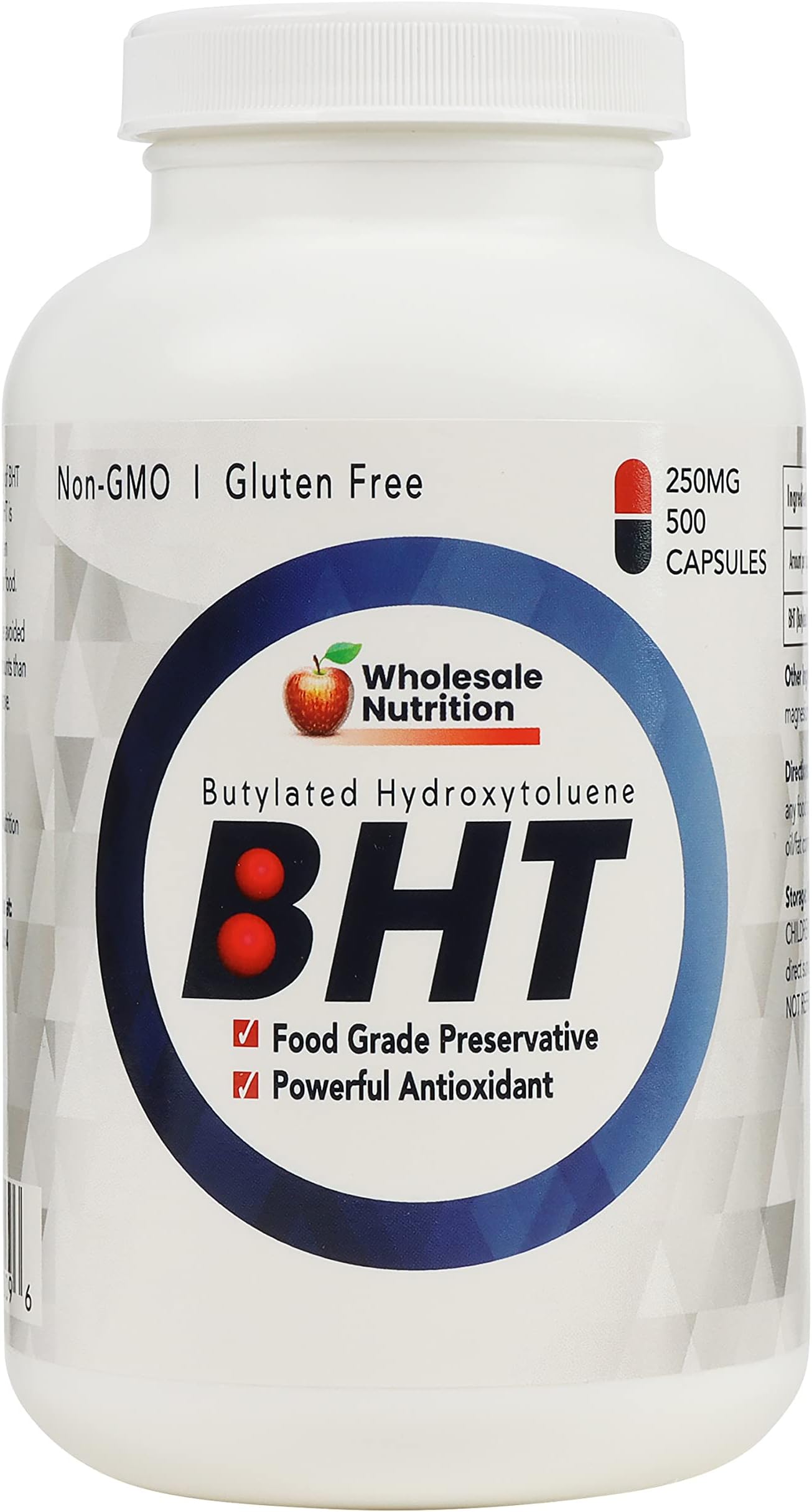 Amazon.com: Wholesale Nutrition BHT 250mg - 500 Capsules - Potent ...