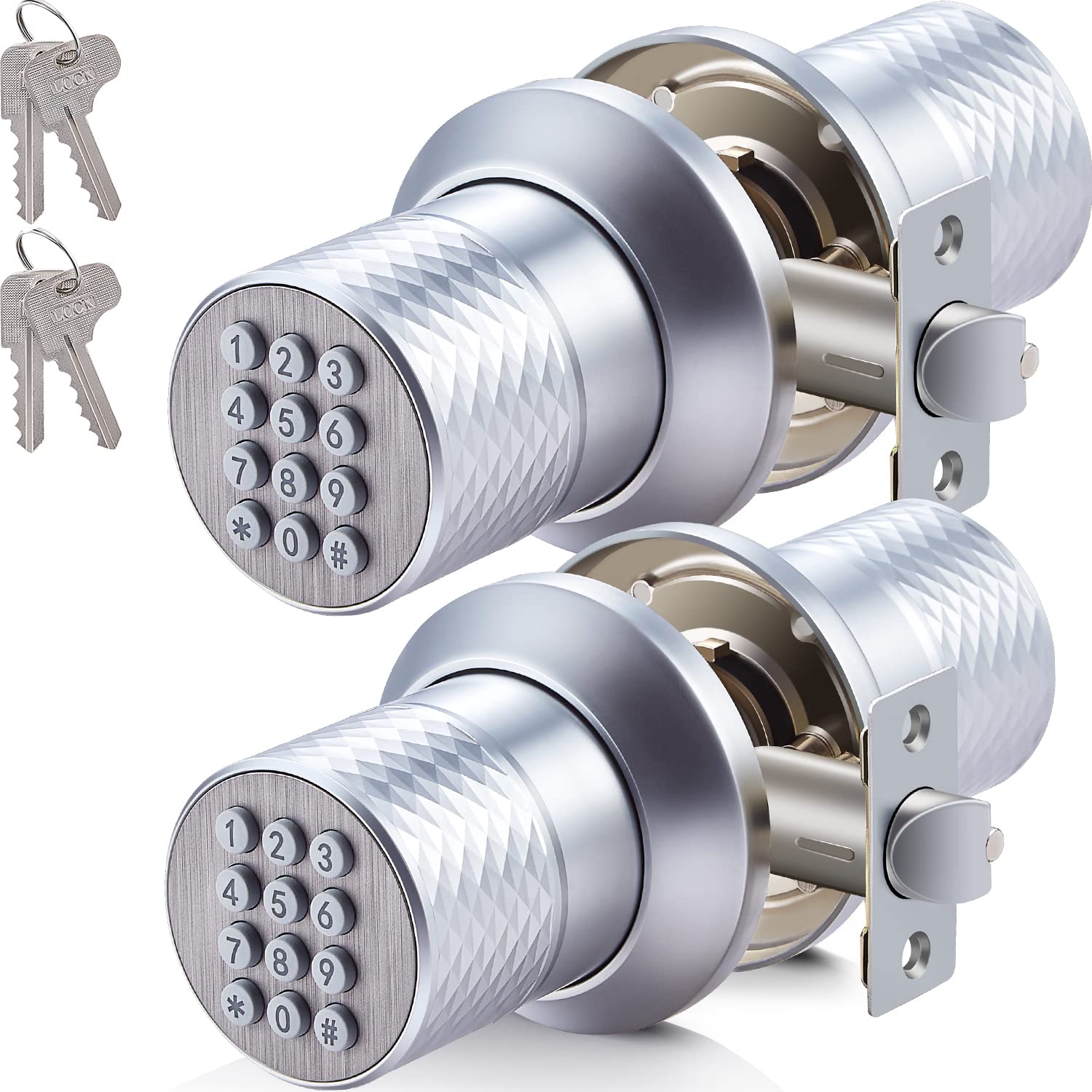 supamir 2 Pack-Keypad Door Knob, Smart Digital Door Lock with Keypad ...
