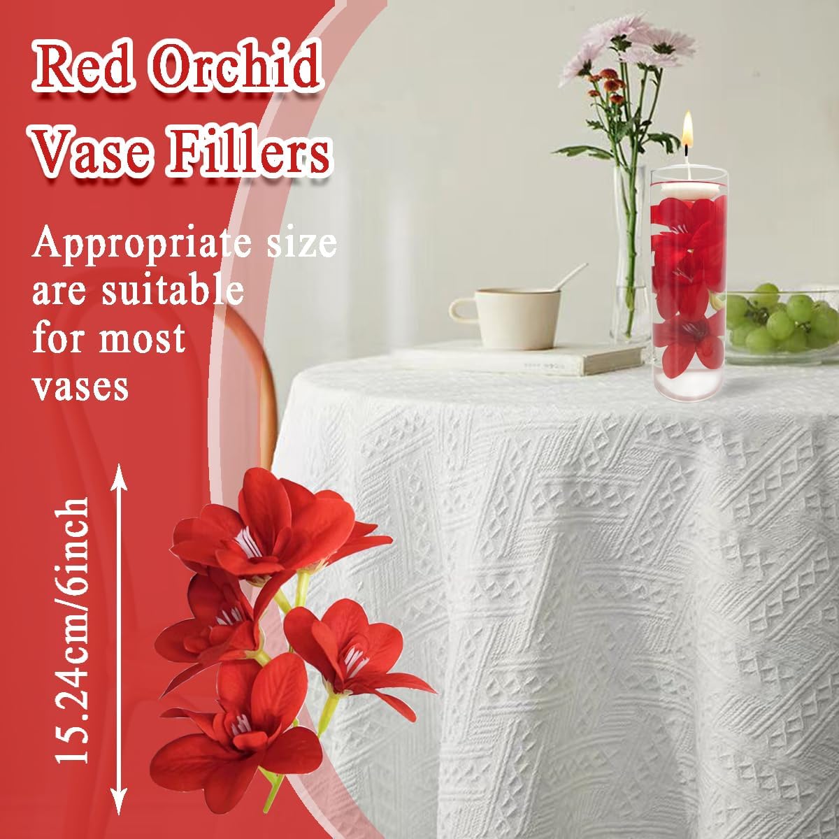 Flor de orquídea artificial, flores artificiales para velas flotantes ...