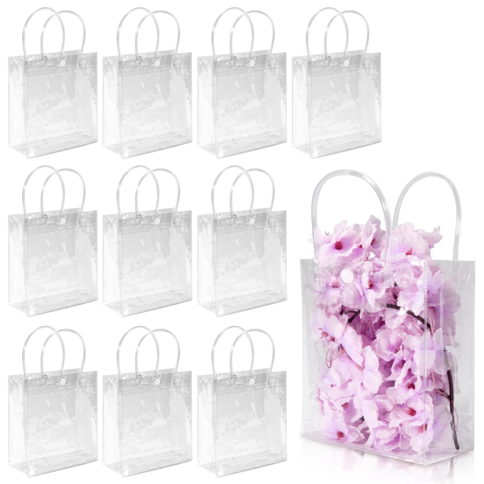 Amazon.com: MAQIHAN Clear PVC Gift Bags With Handles 10 PCS PVC Party ...