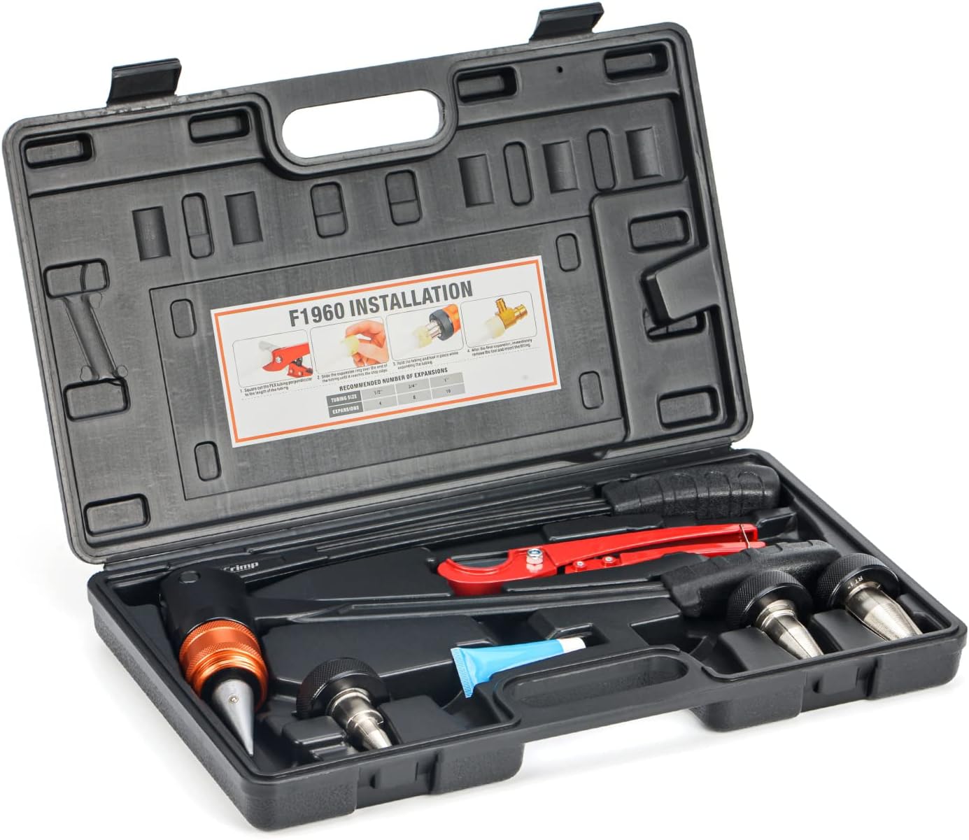 PEX-A Expander Tool Kit with 3/8,1/2,3/4 and 1 in. Expansion Heads,PEX ...