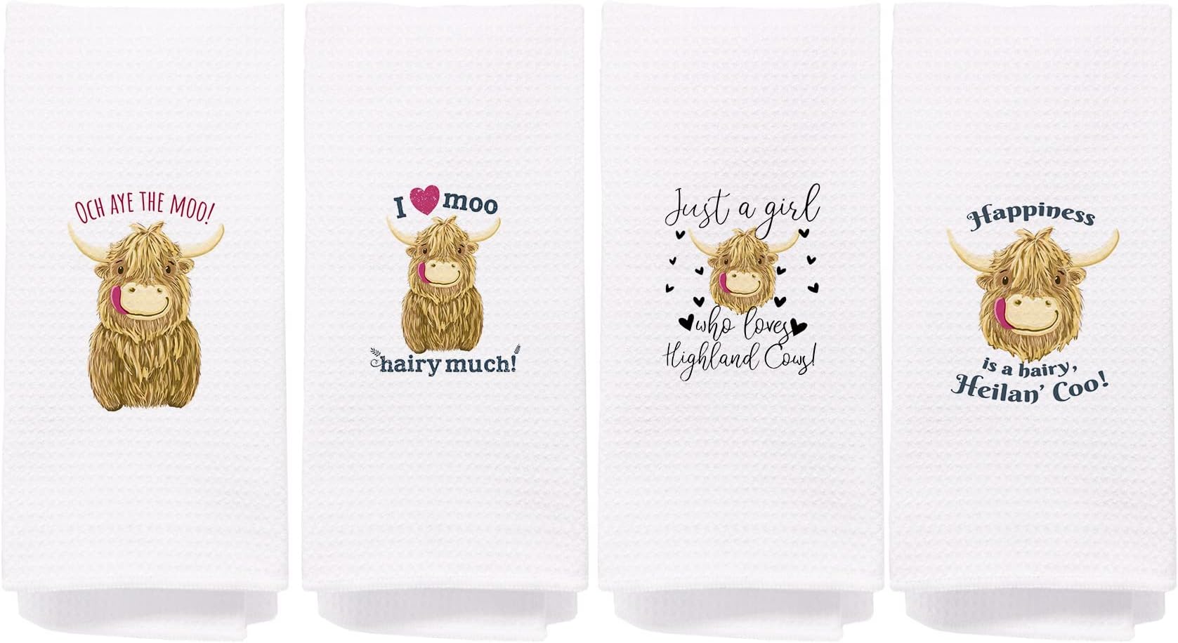 Amazon.com: NEGIGA Highland Cow Kitchen Towels 16x24 Set of 4,Highland ...