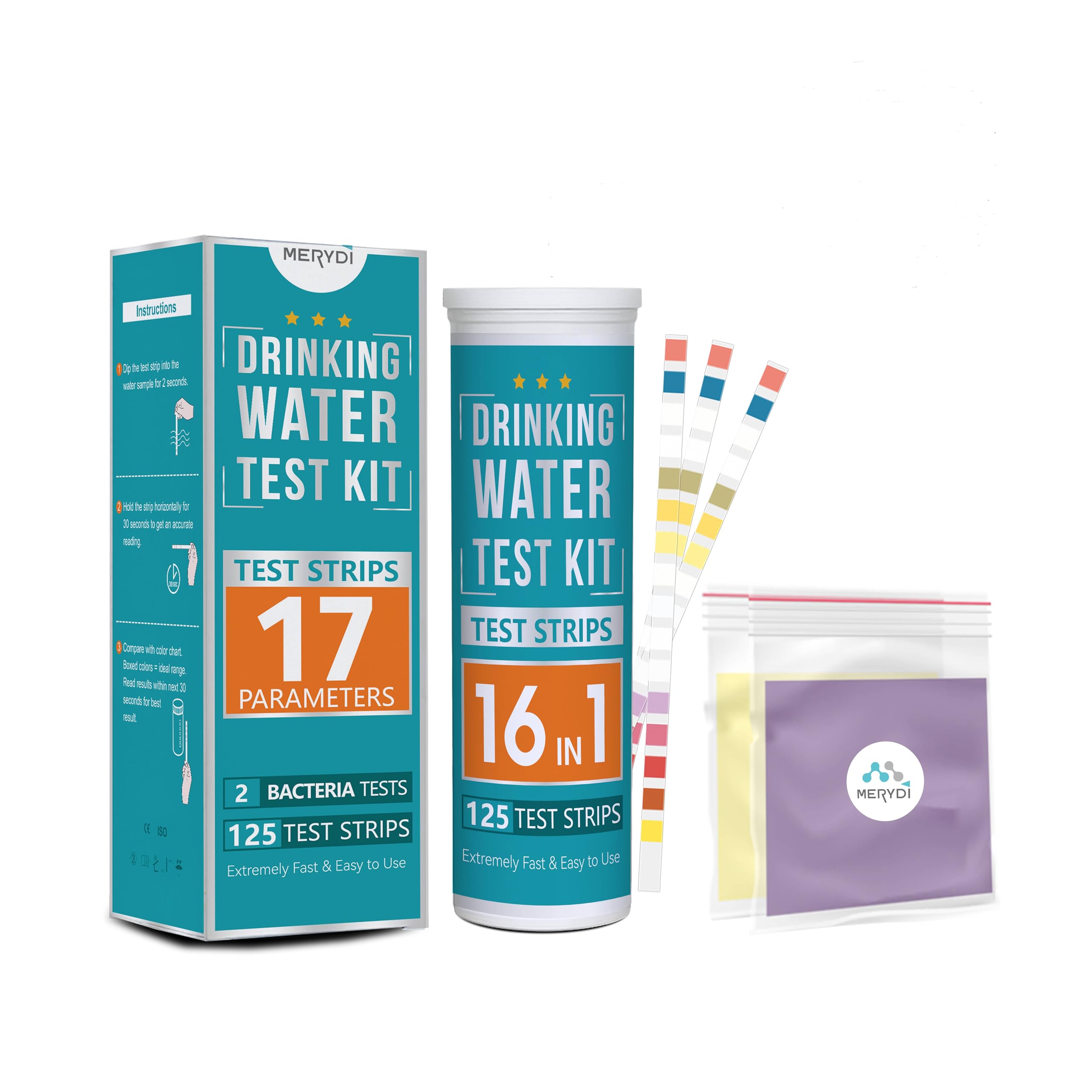 Drinking Water Test Kit, Water Quality Test Strips 125ct+ 2 Bacteria ...
